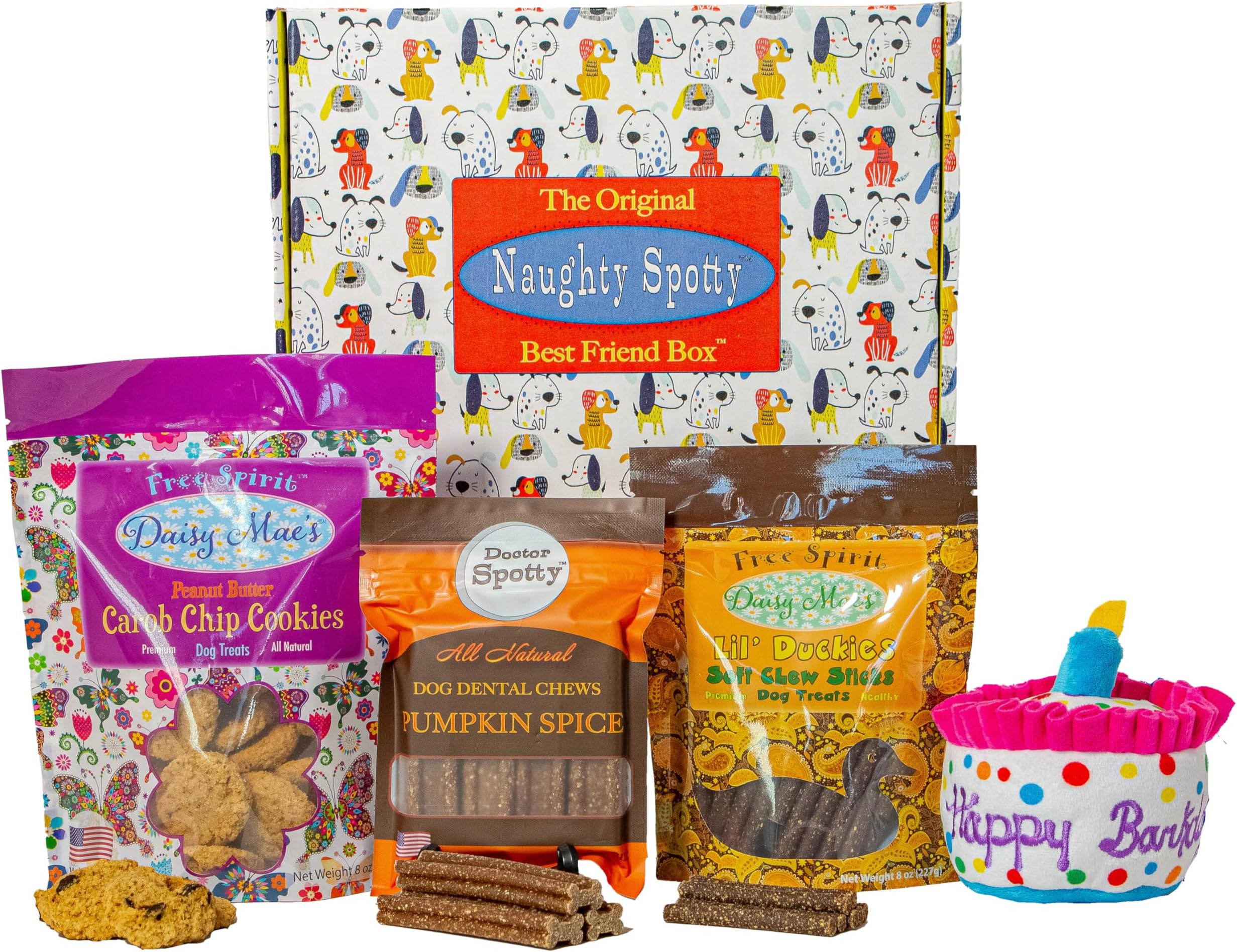 Amazon.com : Deluxe Dog Gift Box Set with Pet Chew Toys Treats Snacks ...