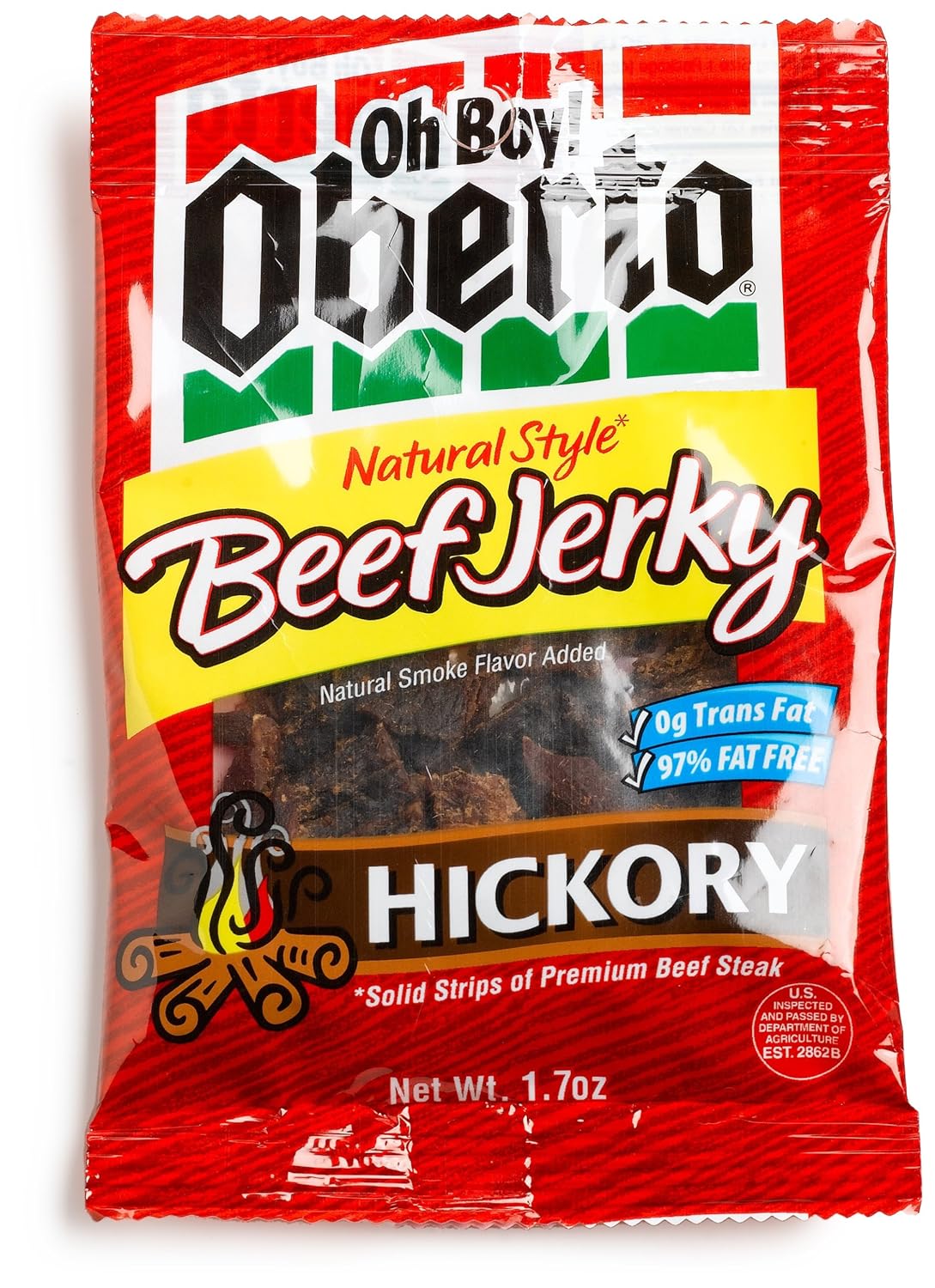 Amazon.com: Oh Boy! Oberto Hickory Natural Style Beef Jerky, 1.7-Ounce ...