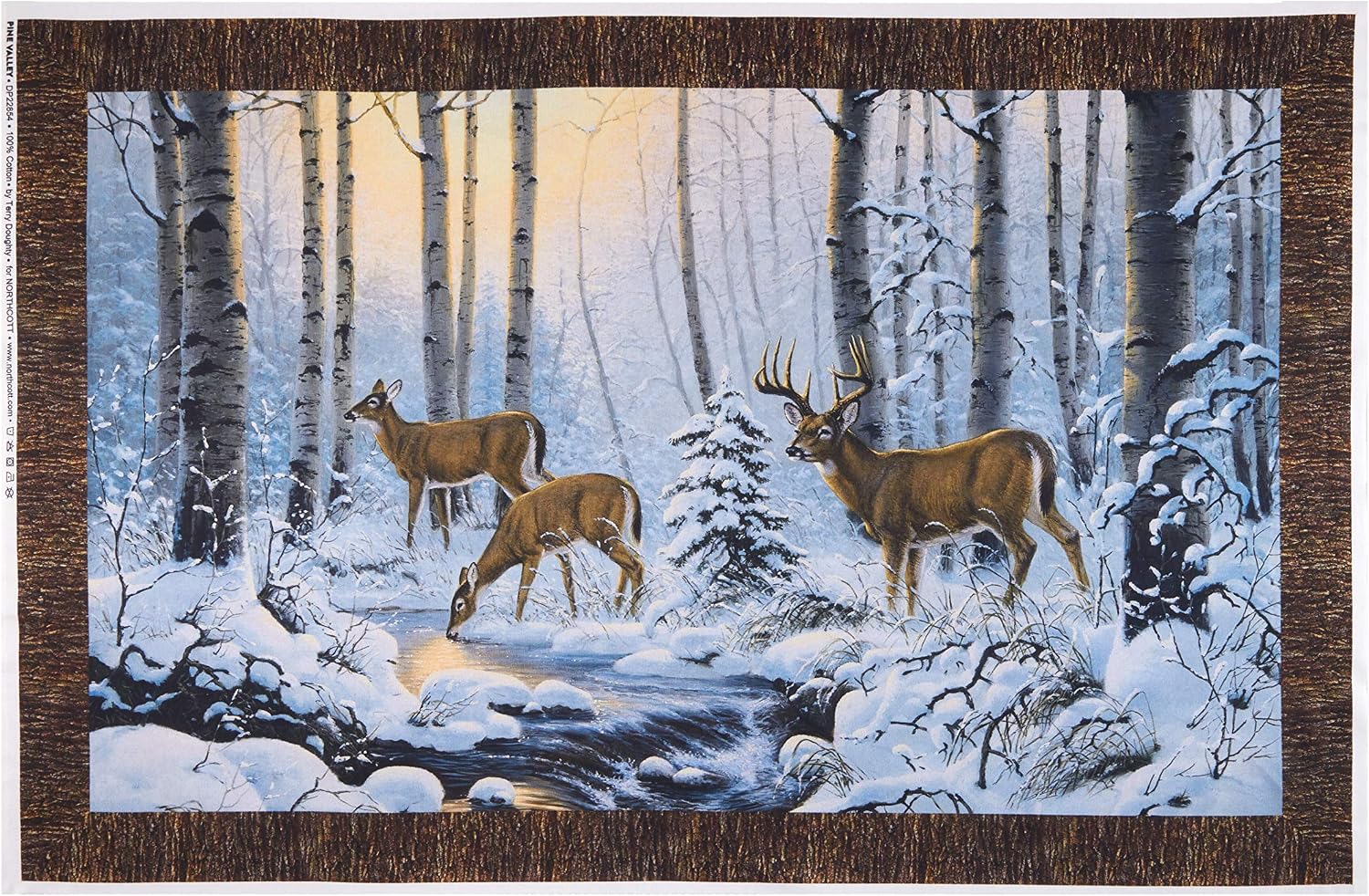 Amazon.com: Northcott Pine Valley Snowy Deer Panel 28in White/Multi ...