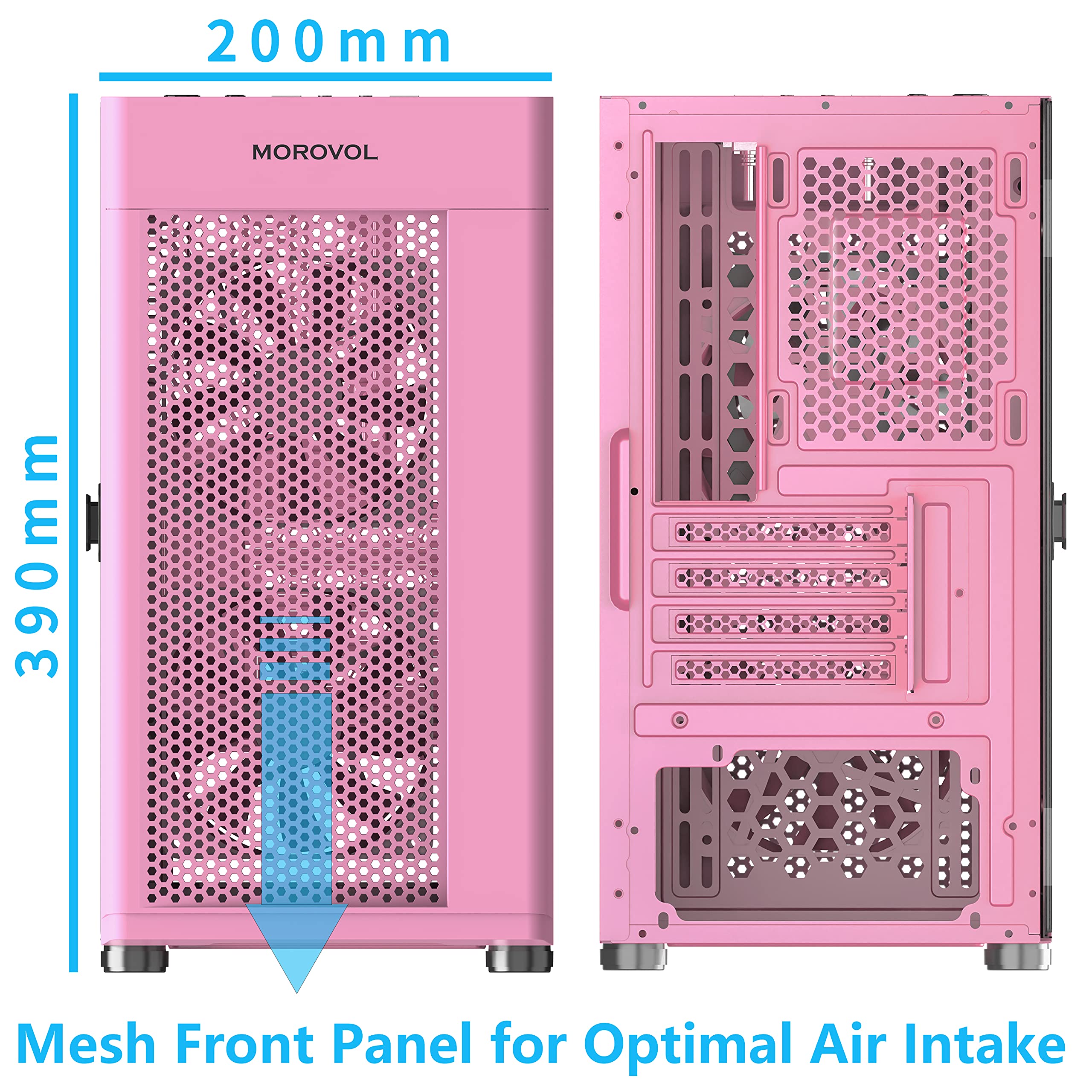 Micro-ATX Case, MOROVOL 2pcs 120MM ARGB Fans Computer Case USB 3.0×2 ...