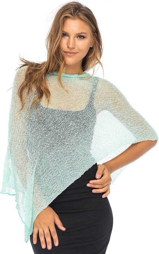 Back From Bali Womens Sheer Poncho Shrug Bolero, Lightweight Summer ...
