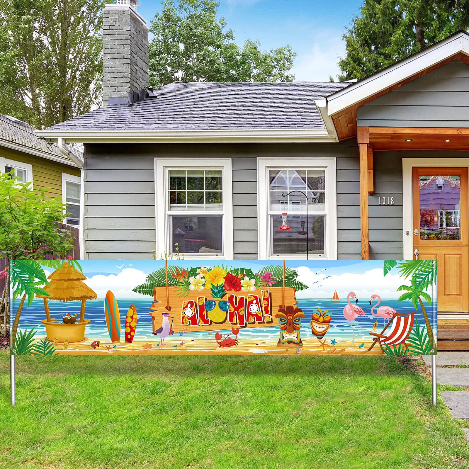 Buy Sumind Hawaiian Aloha Party Backdrop Banner Decoration, Fabric ...