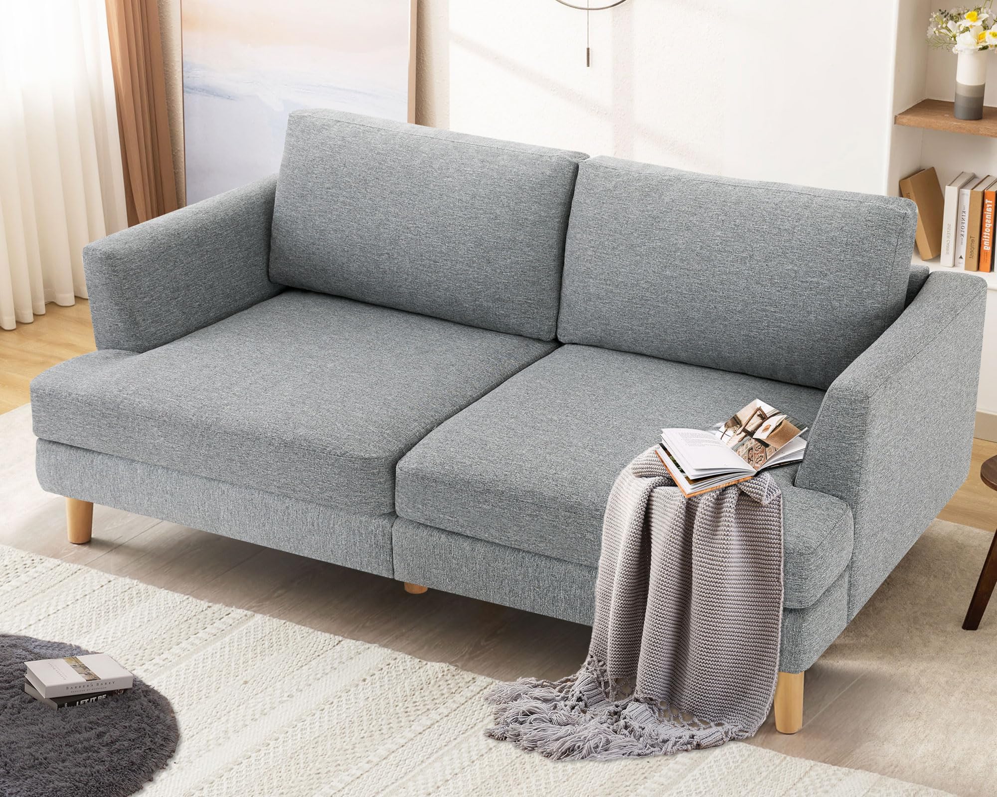 Amazon.com: Living&Giving 65" W Loveseat Sofa with Extra Deep Seats ...