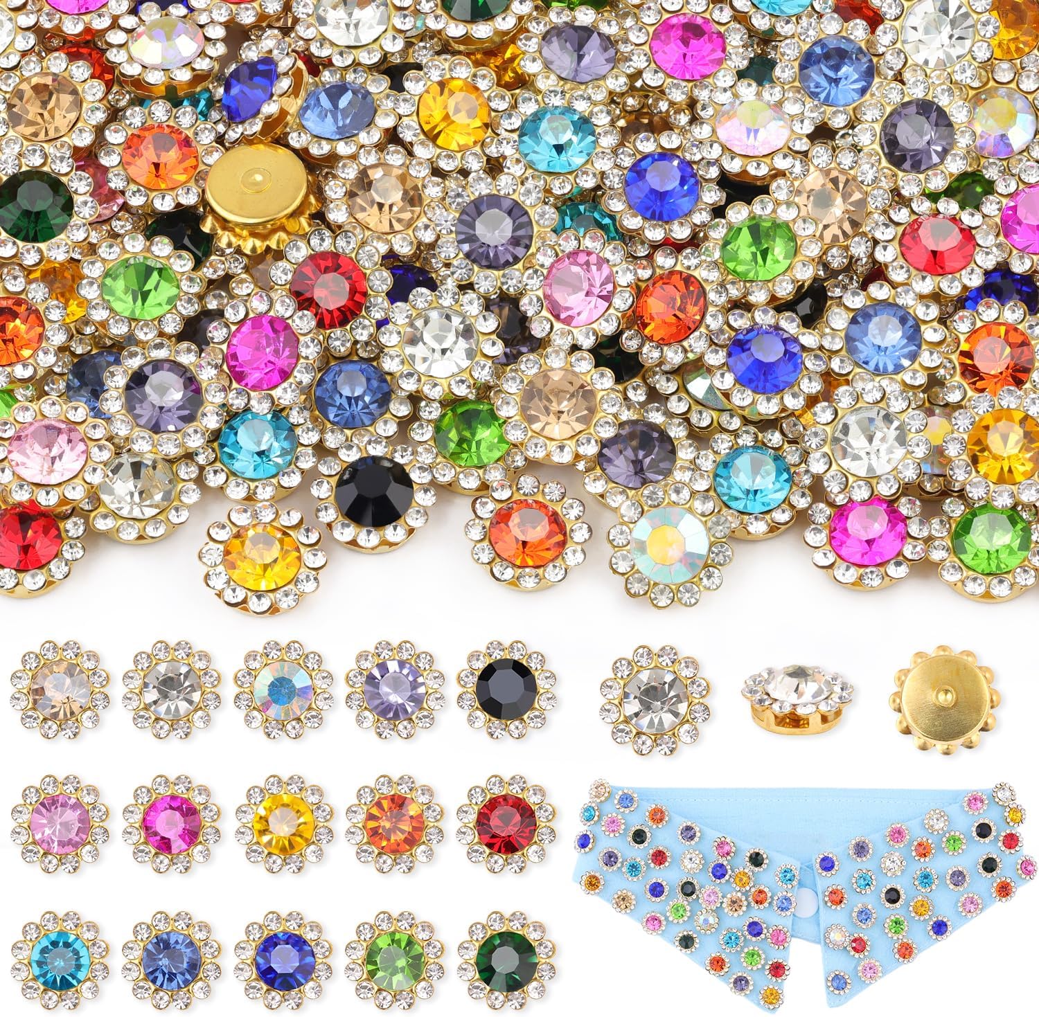 Amazon.com: 150 PCS 12 MM Sew on Rhinestones for Bedazzling,15 Mixed ...