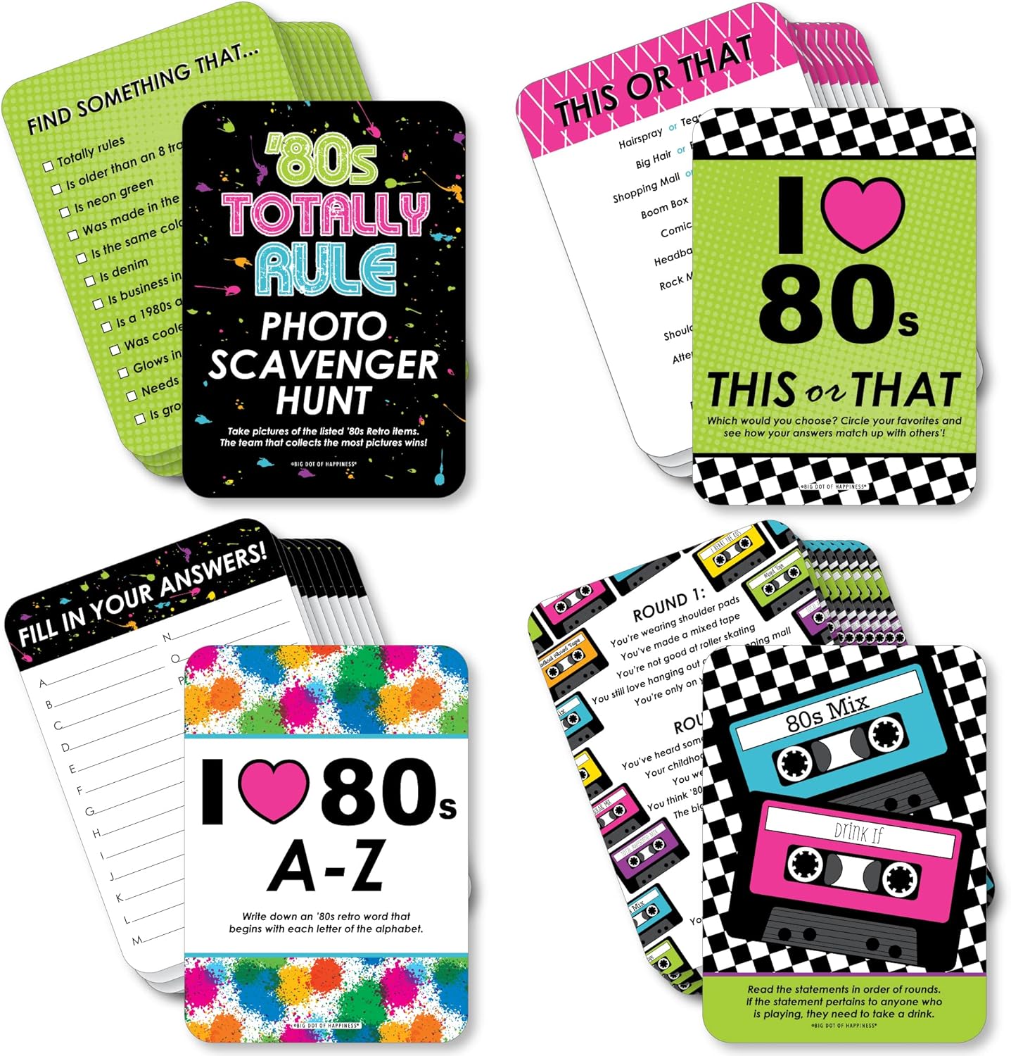 Amazon.com: Big Dot of Happiness 80’s Retro - 4 Totally 1980s Party ...