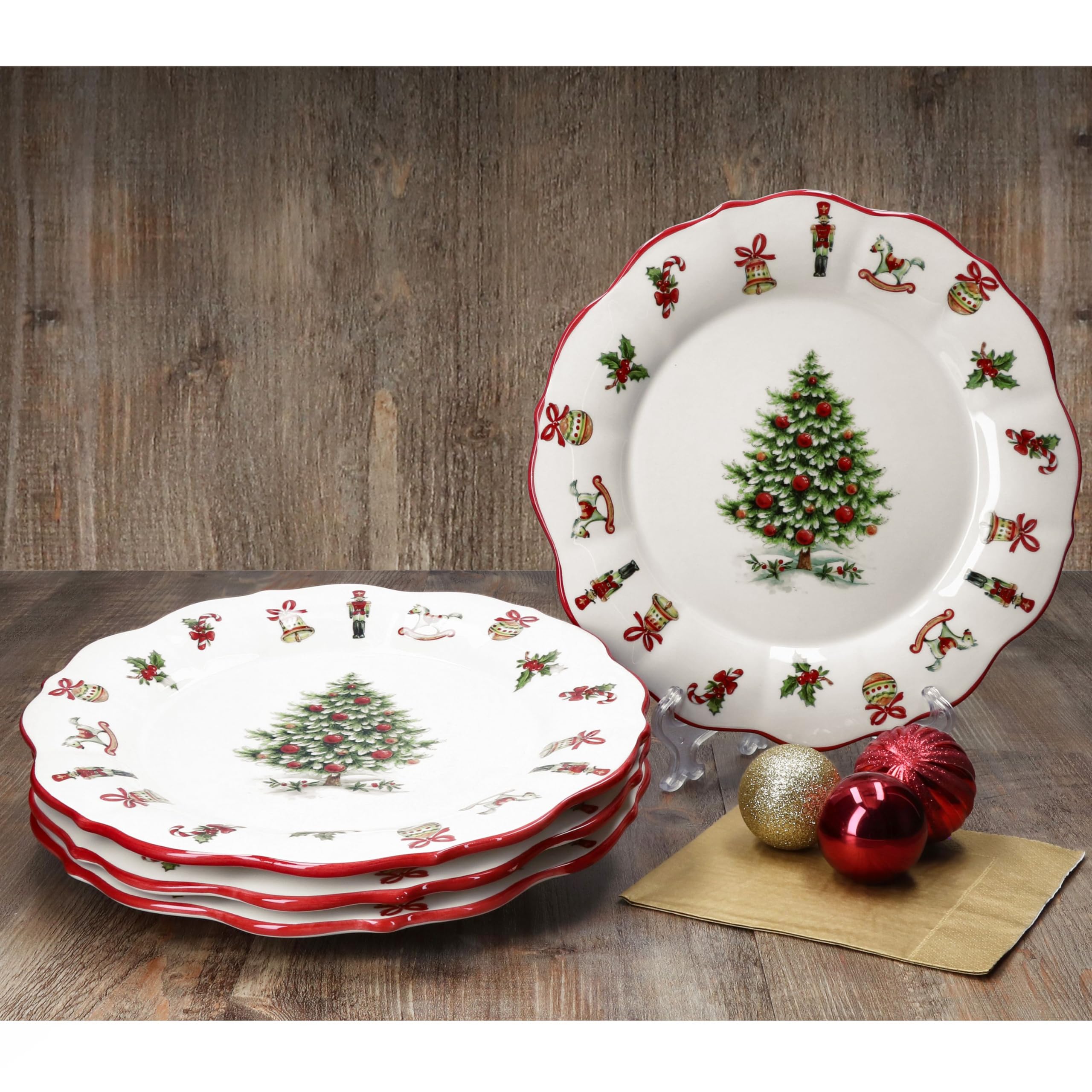Piatti Per Cena Natale 26.5cm Set Di 6 Piatti Piatti Natalizi ...