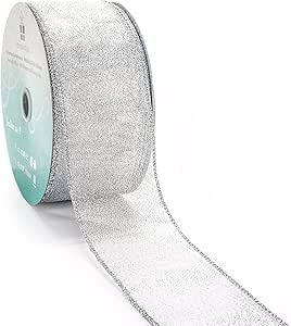 Amazon.com: CT CRAFT LLC Silver Metallic Wired Ribbon 2.5 inch x 40 ...