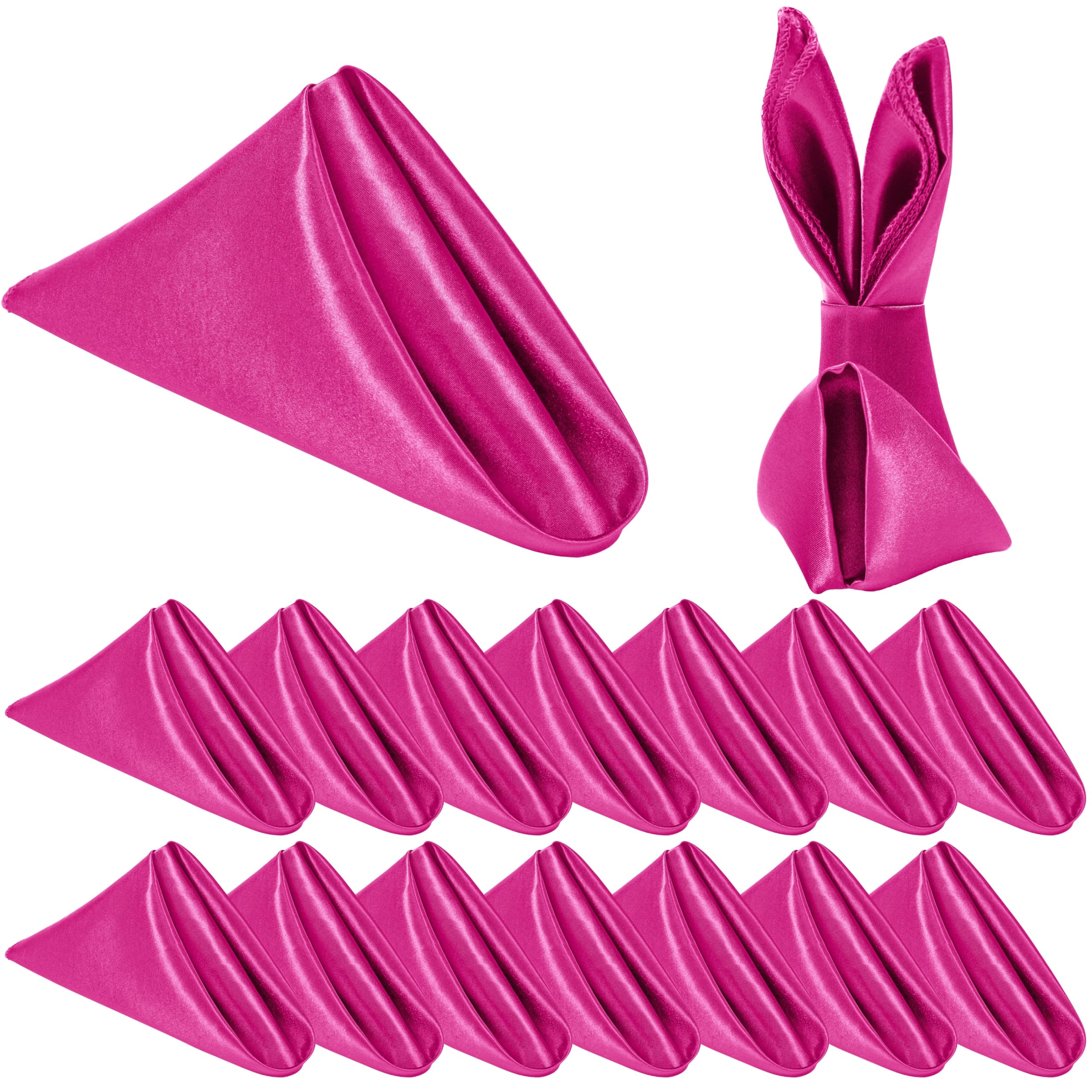 Amazon.com: Homiest 16 Pack Hot Pink Satin Napkins 17x17 Inches Dinner ...