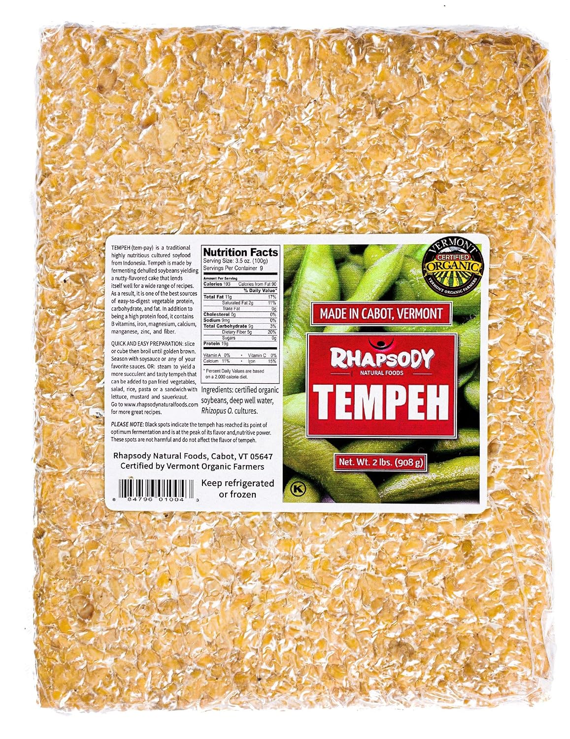 Amazon.com: TEMPEH - Organic, Made in Vermont, 32 oz (2 Lbs) - case of ...