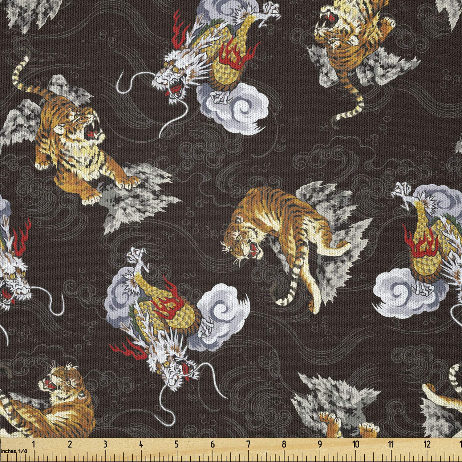 Amazon.com: Lunarable Dragon Fabric by The Yard, Ferocious Fantasy ...