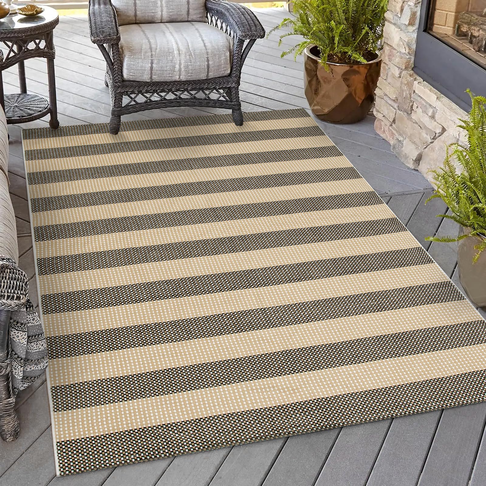 Amazon.com: OJIA Washable Outdoor Rug 4'x6', Cotton Woven Outdoor Patio ...