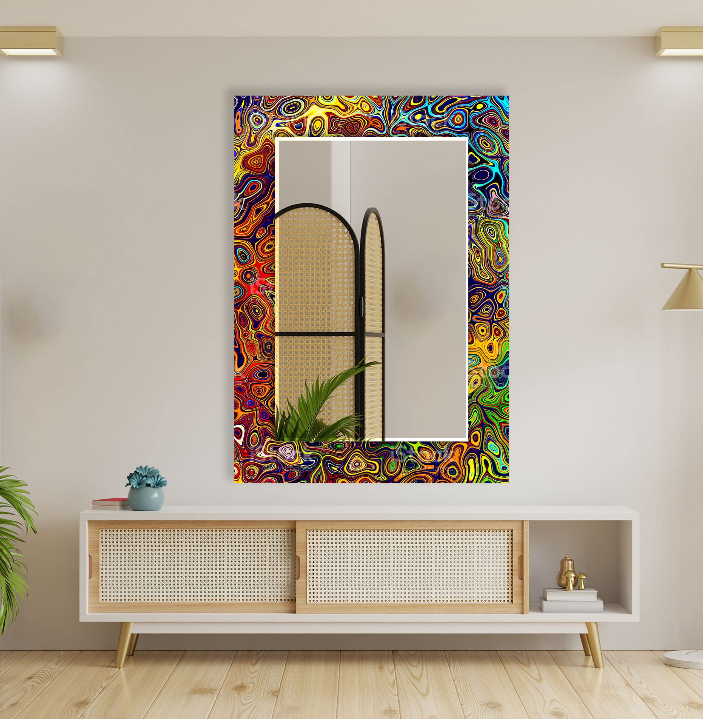 Unique Colorful Wall Mirrors Verne Matte Black Edging 24" X 38"