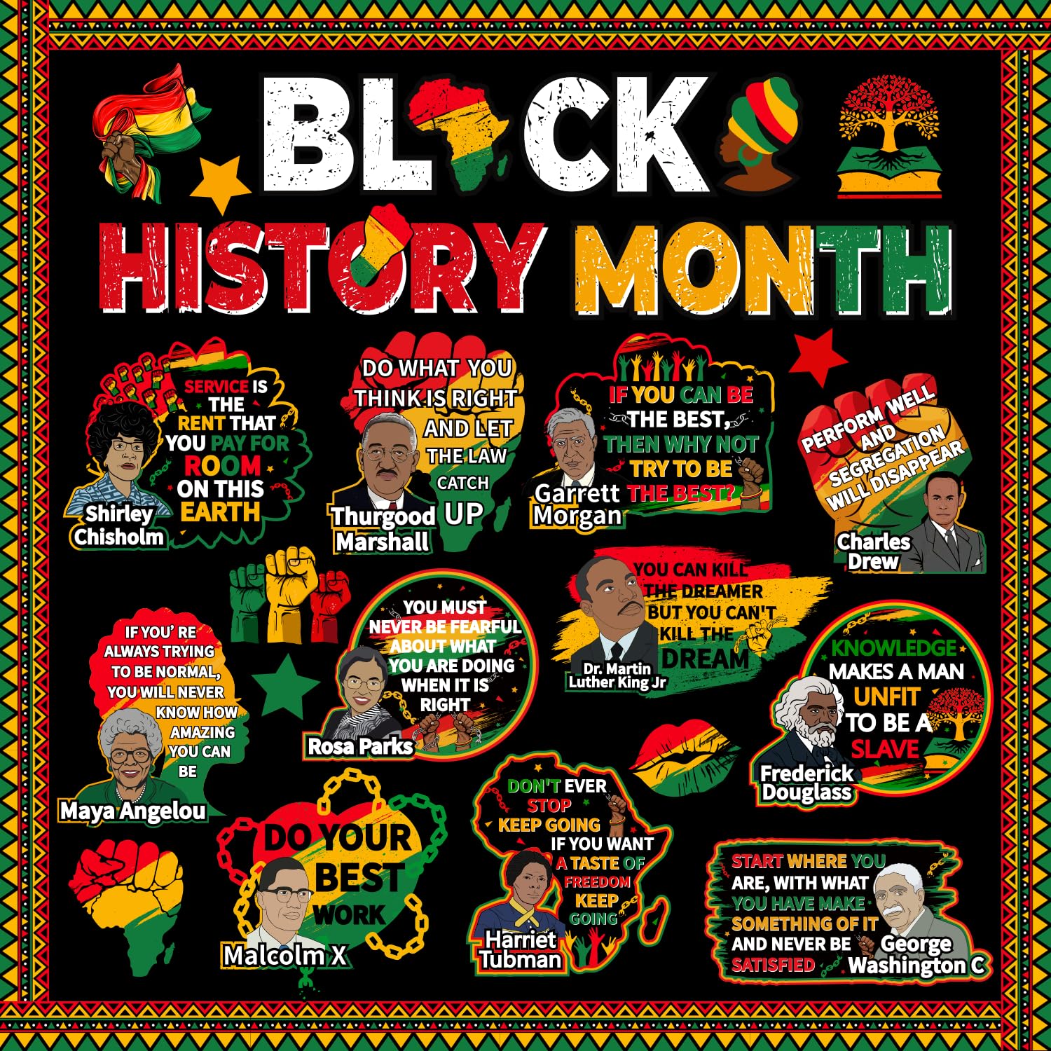Amazon.com: Black History Bulletin Board Decorations Set, African ...