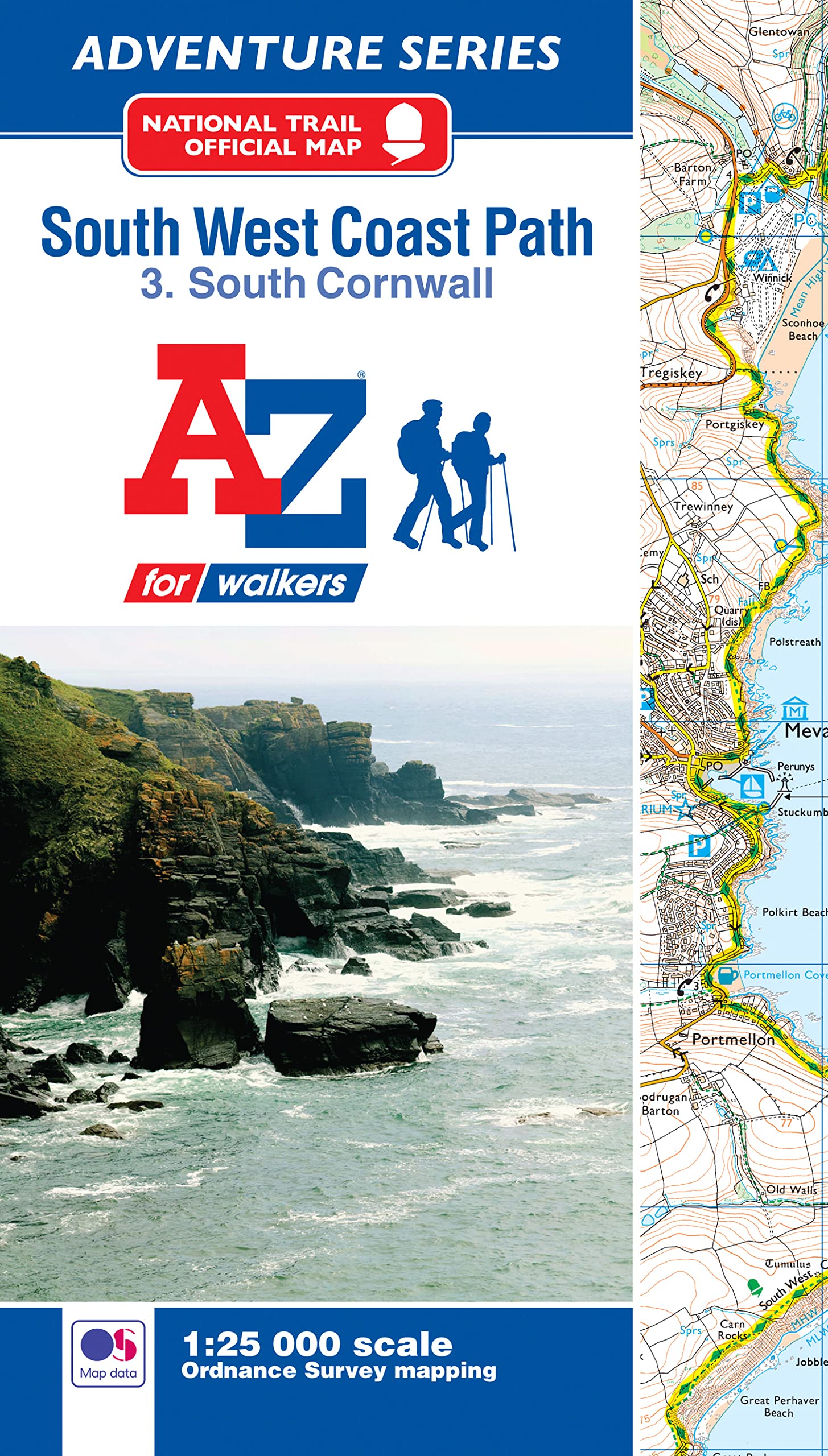 SW Coast Path South Cornwall Adventure Atlas: with Ordnance Survey ...