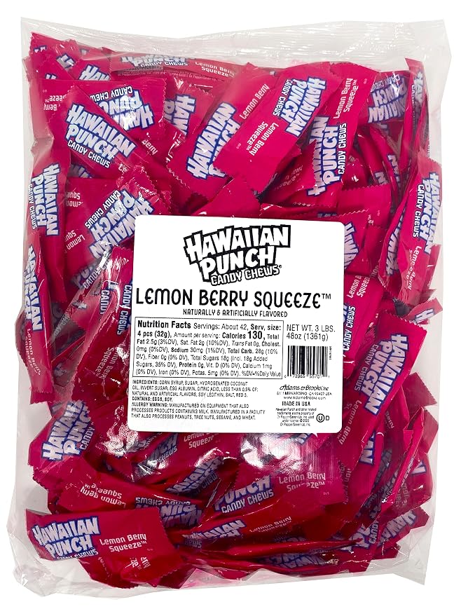 Amazon.com : Adams & Brooks Hawaiian Punch Candy Chews – Pink Candy ...