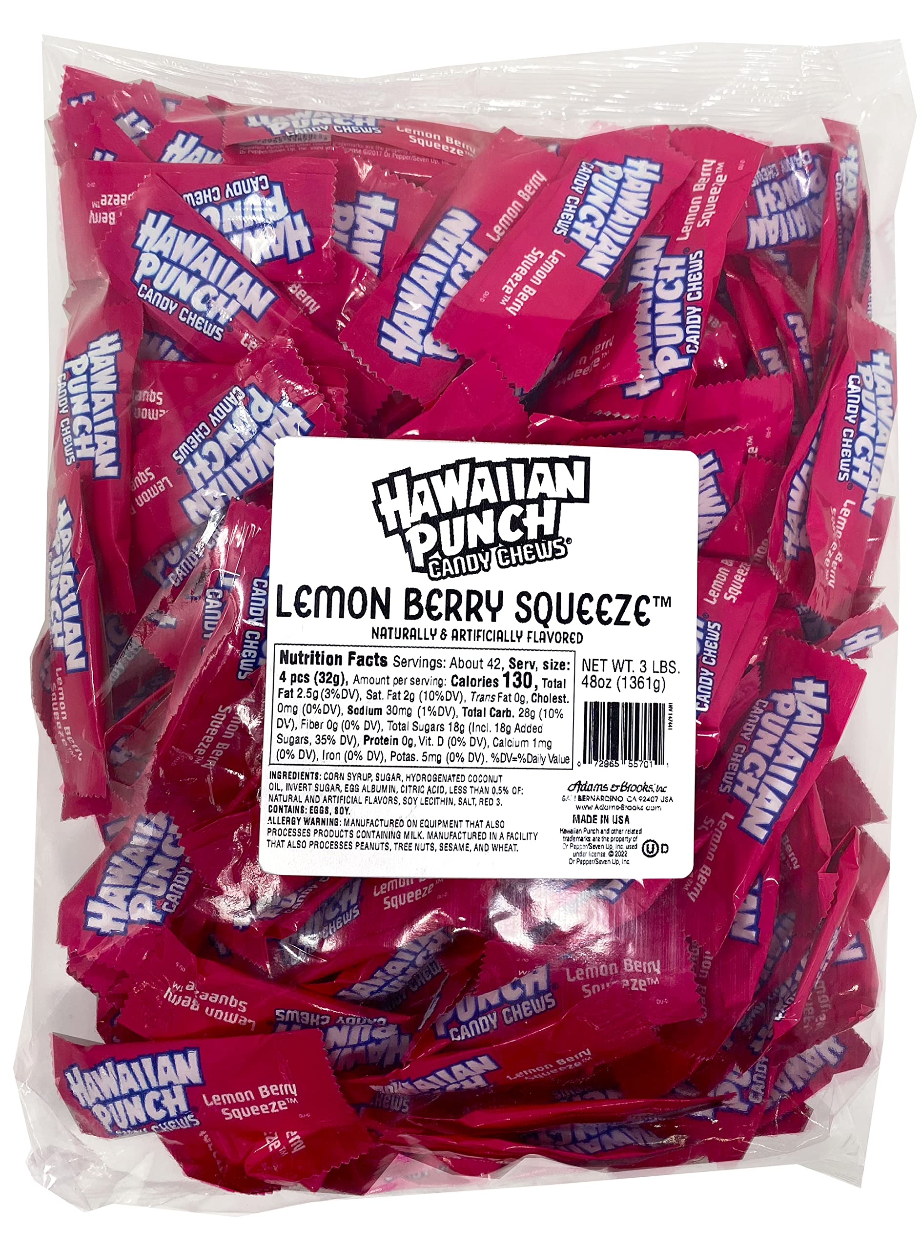 Amazon.com : Adams & Brooks Hawaiian Punch Candy Chews – Pink Candy ...