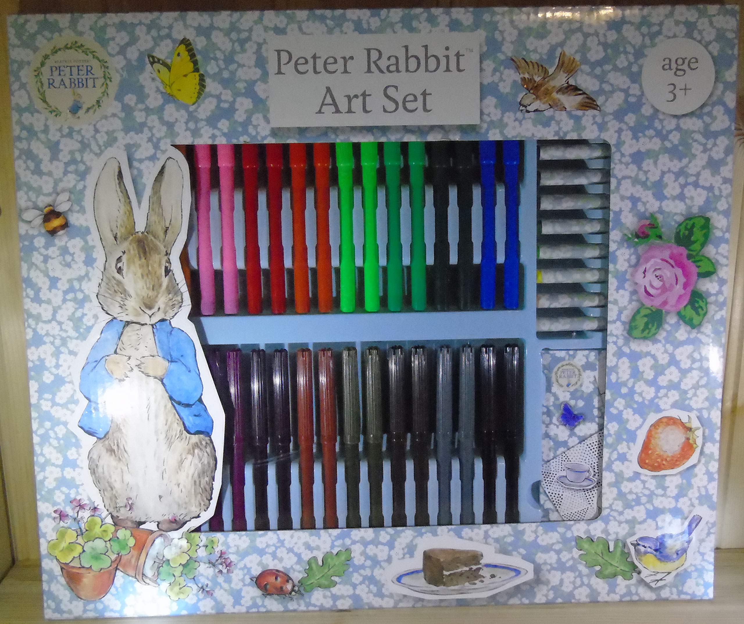 Peter Rabbit Beatrix potter art set 12 x crayons, 40 x felt tips ...