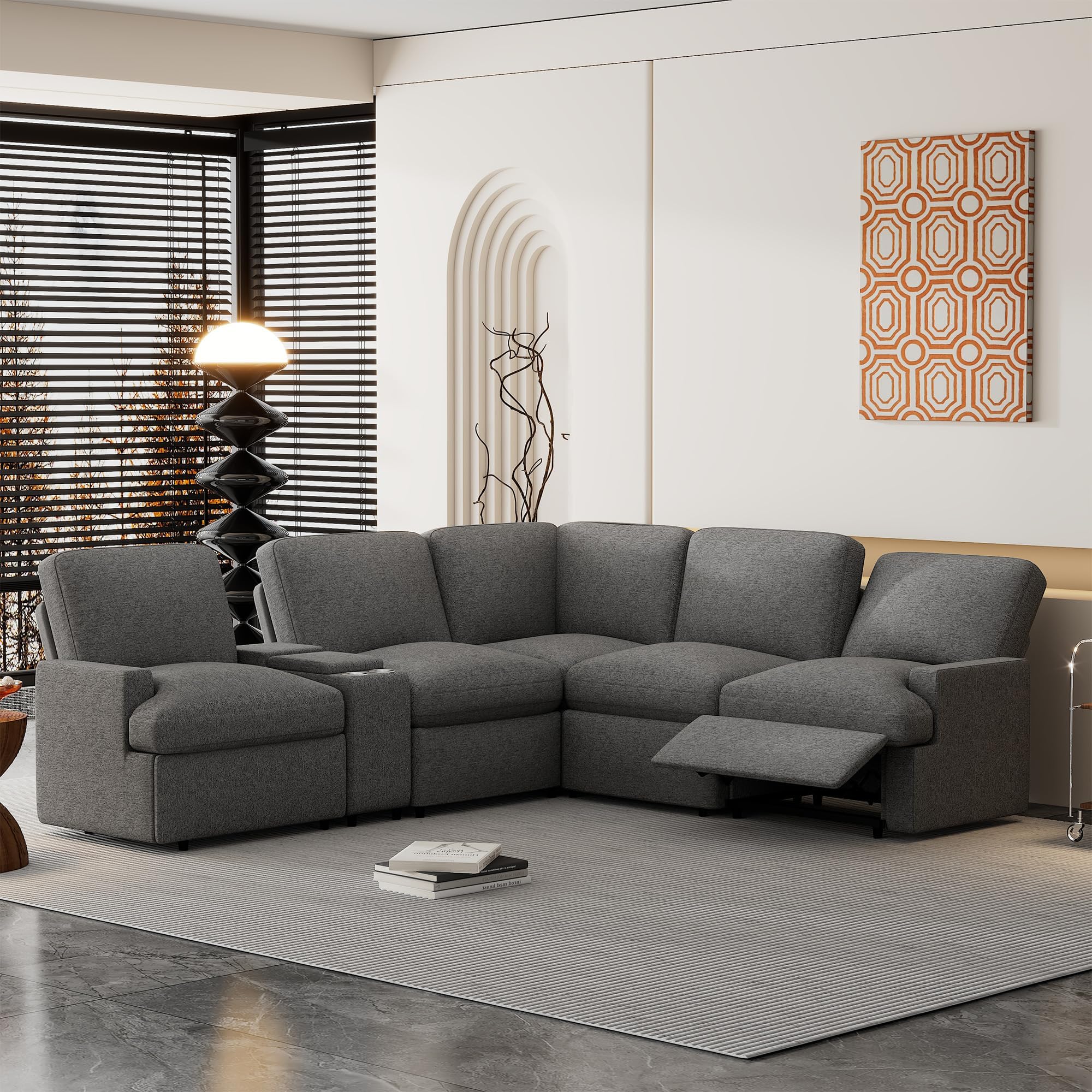 Amazon.com: Power Reclining Sectional Sofa Set, Premium Fabric Recliner ...