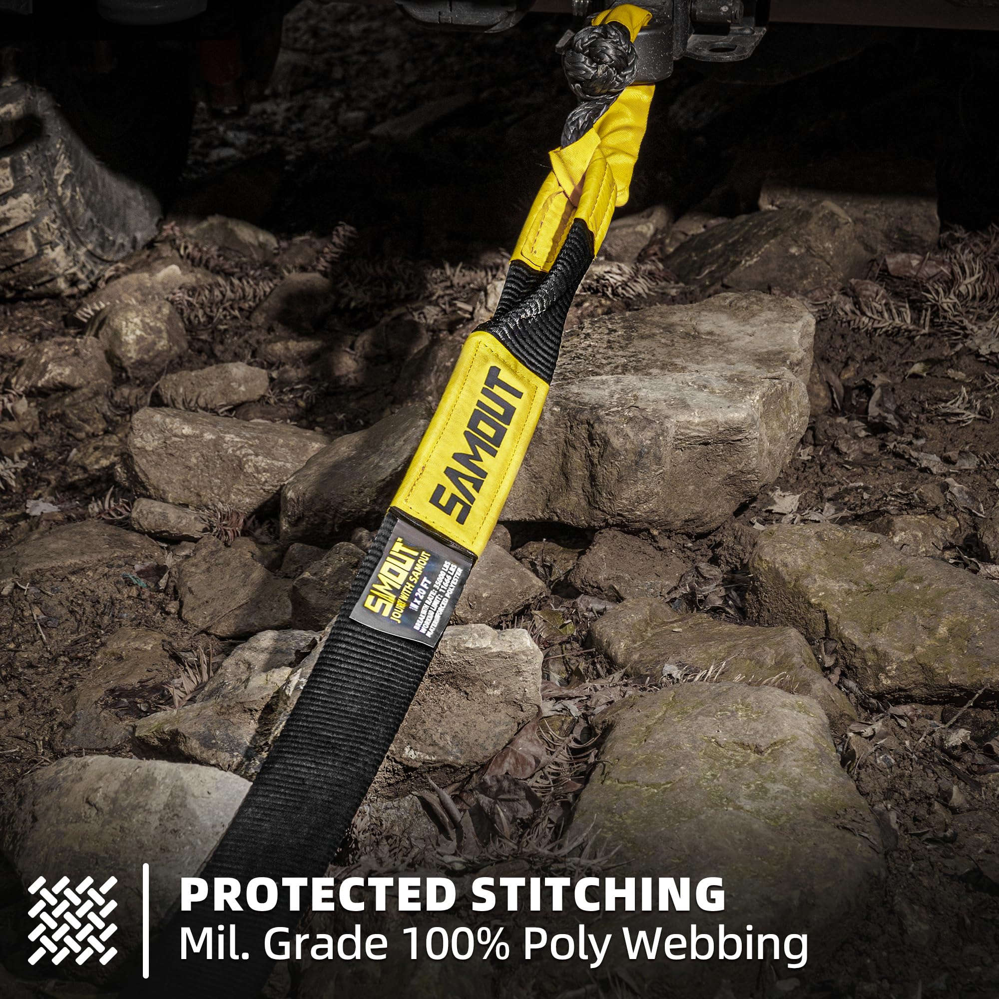 Snapklik.com : SAMOUT Recovery Tow Strap, 3in X 20ft - 35000Lbs, Heavy ...