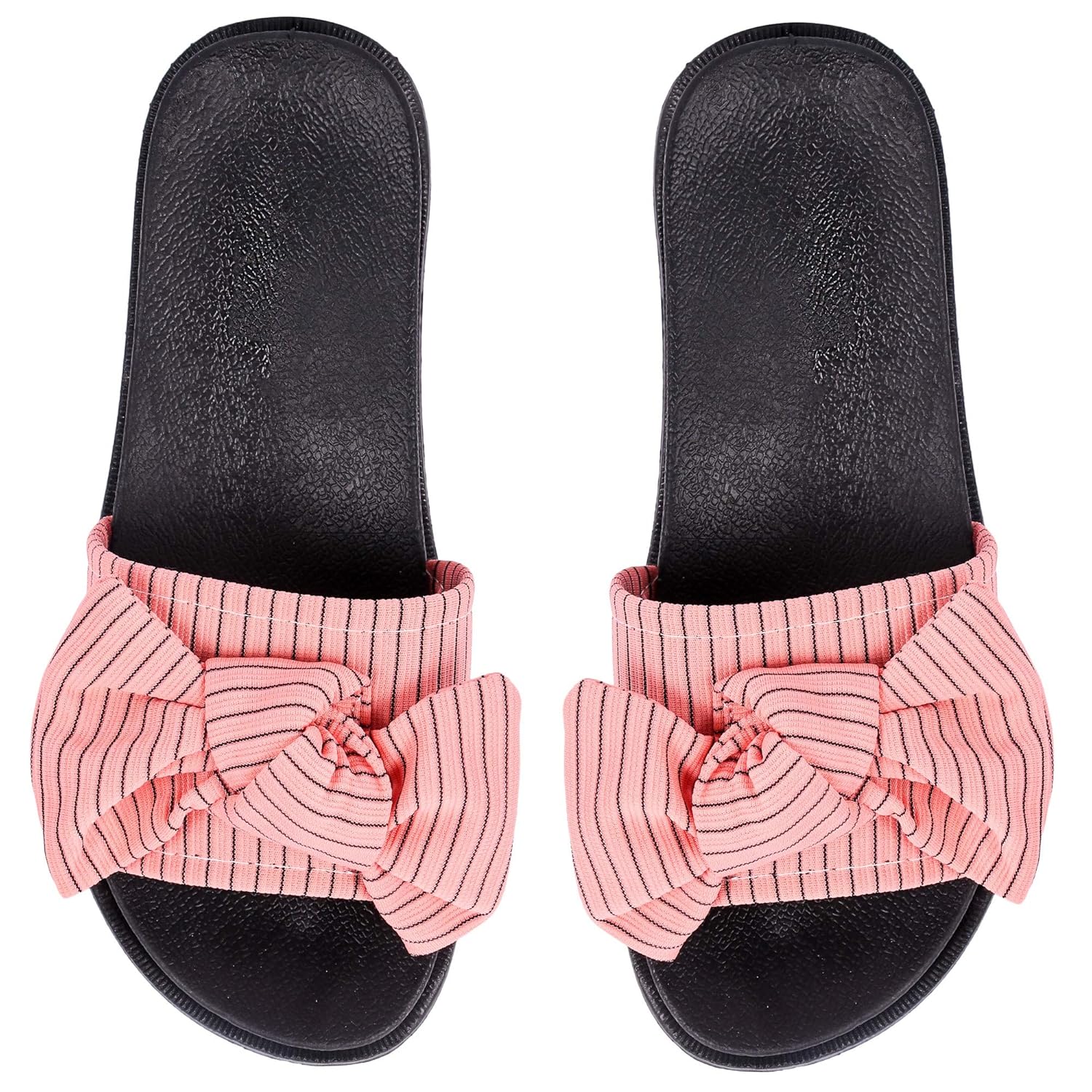 Buy brauch Women's Peach Stripe Bow Slides (37) at Amazon.in