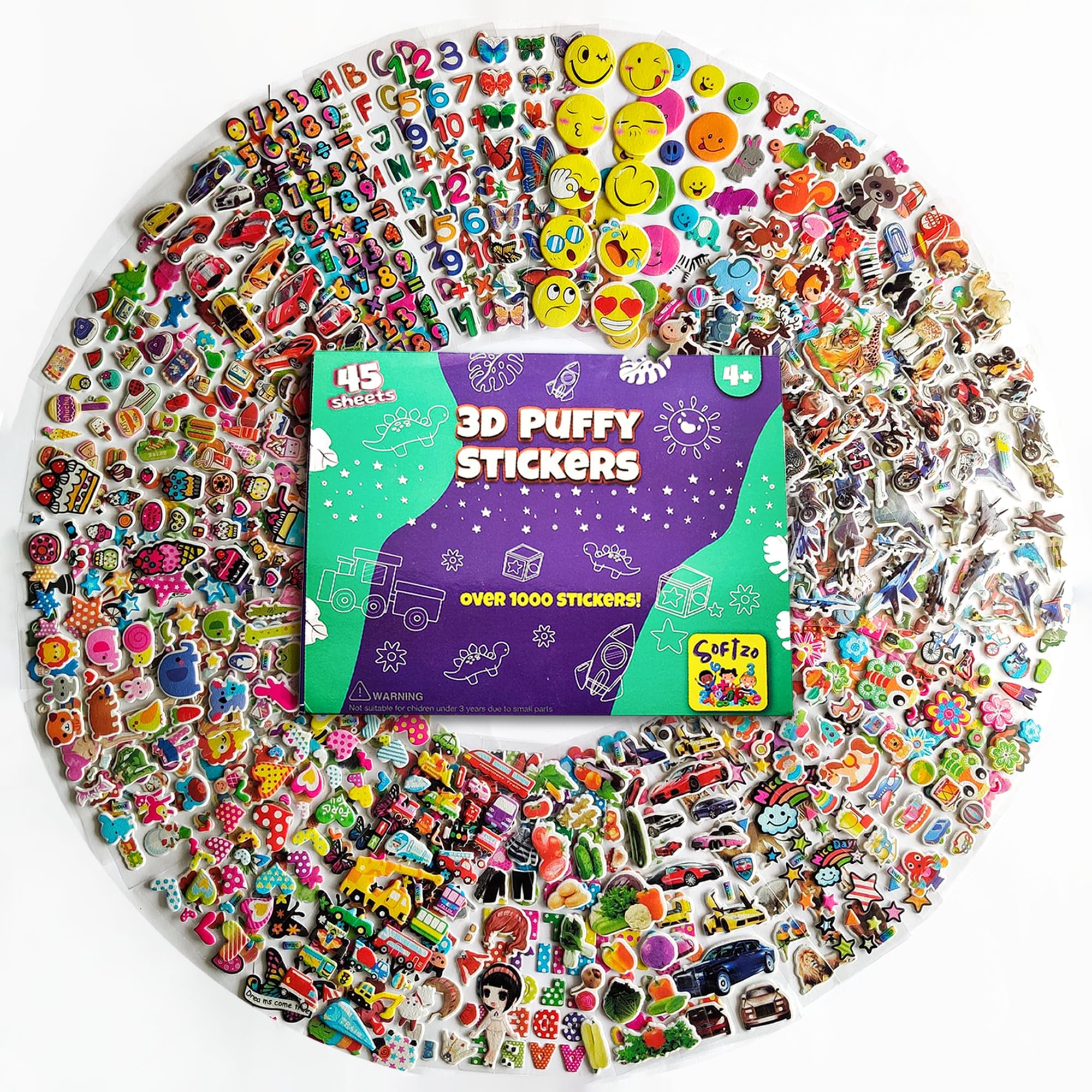 Amazon.com: Stickers for Kids 45x - 3D Puffy Sheets with 1300+ Kids ...