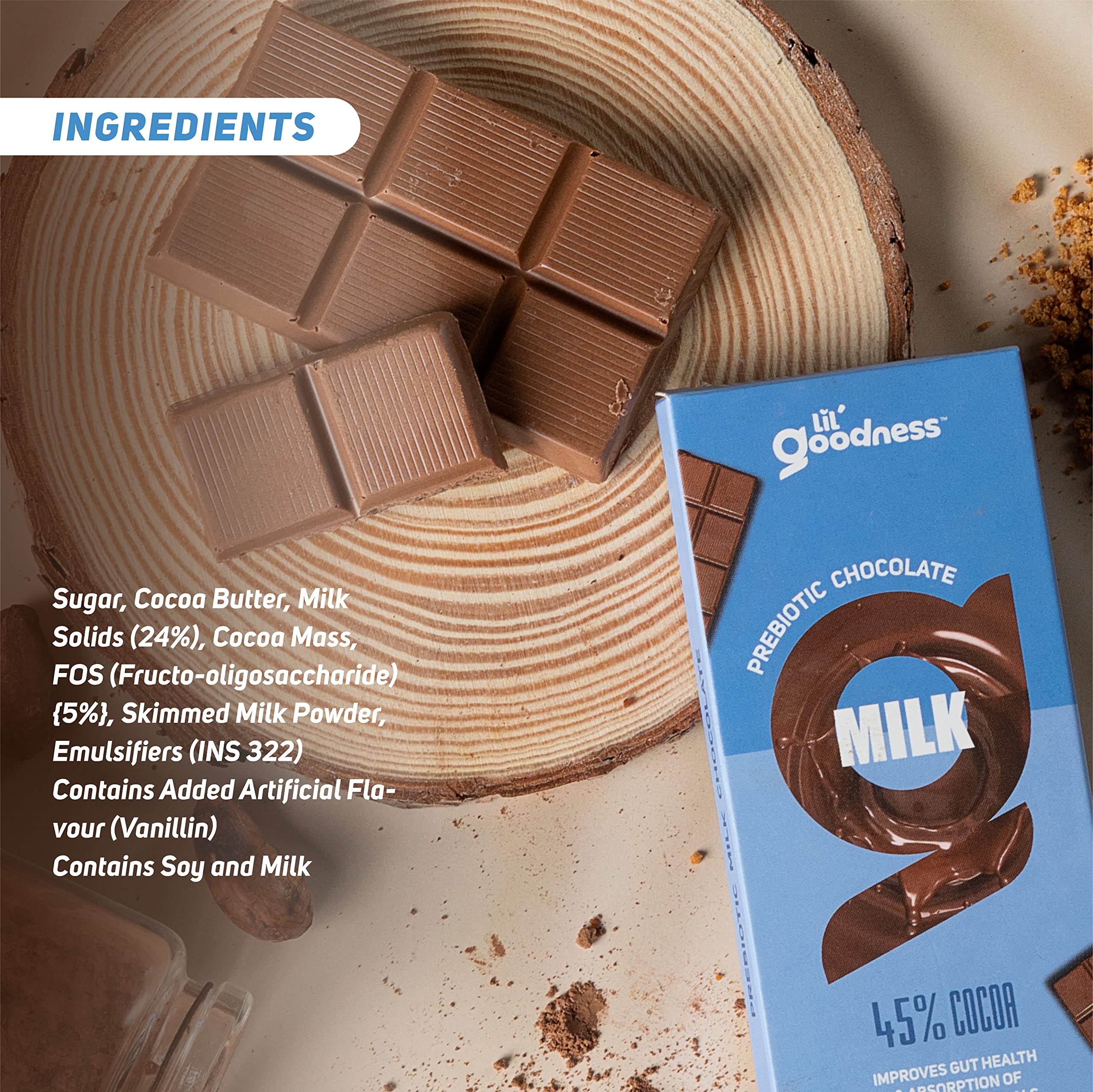 Buy Lil'Goodness Premium Prebiotic Chocolate - 13g (Pack of 12) | Milk ...