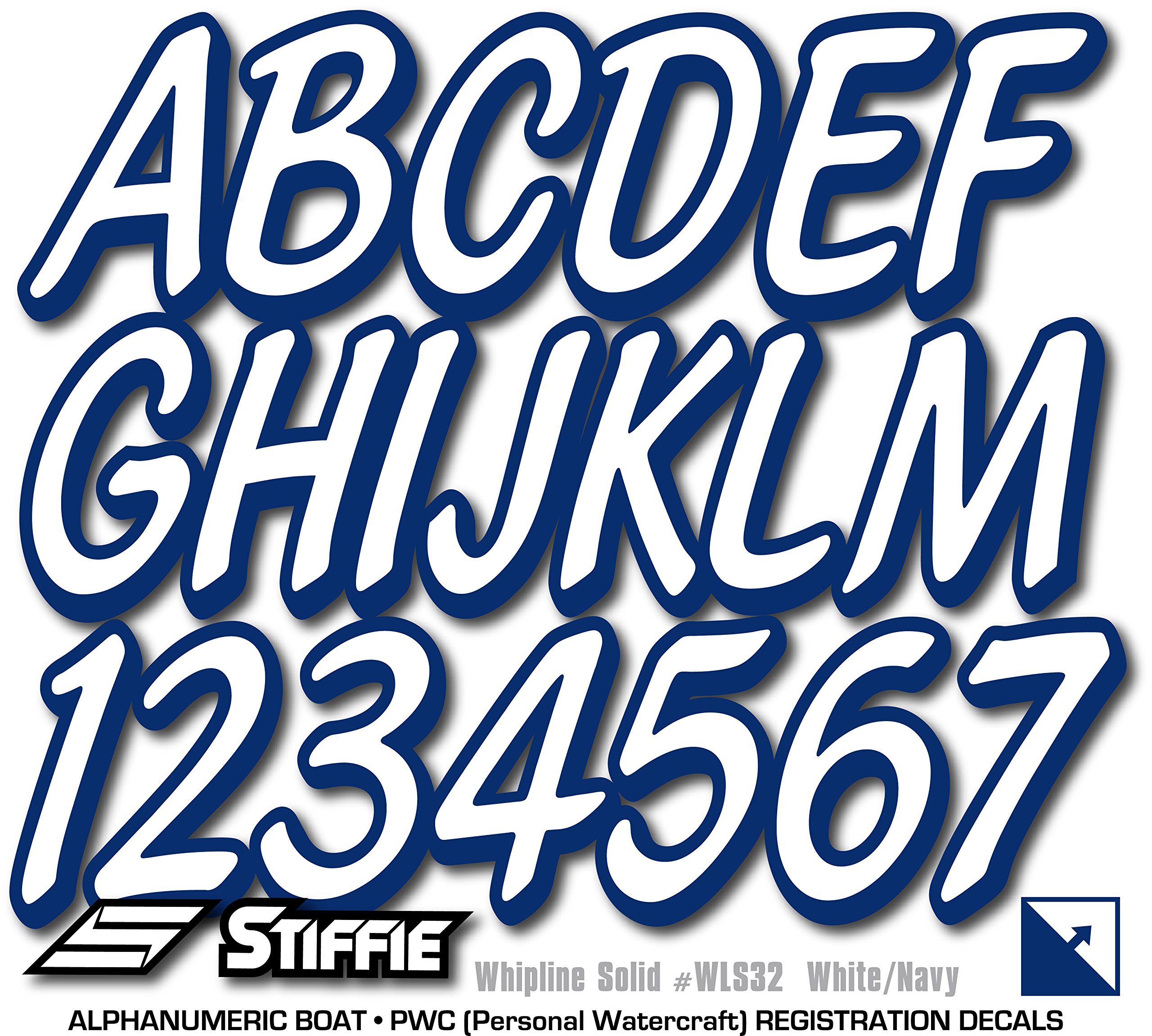 Snapklik.com : STIFFIE Whipline Solid White/Navy 3" Alpha-Numeric ...