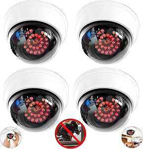 4X Camera Dummy with 25 Red LEDs IR Steel Dummy with Lens Surveillance ...