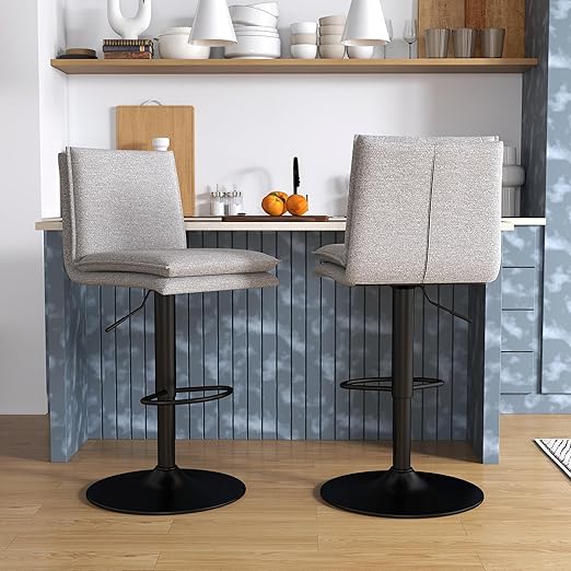 ROYALJOBO Barstools Set of 2, Flax Height Adjustable Rotating Chairs ...
