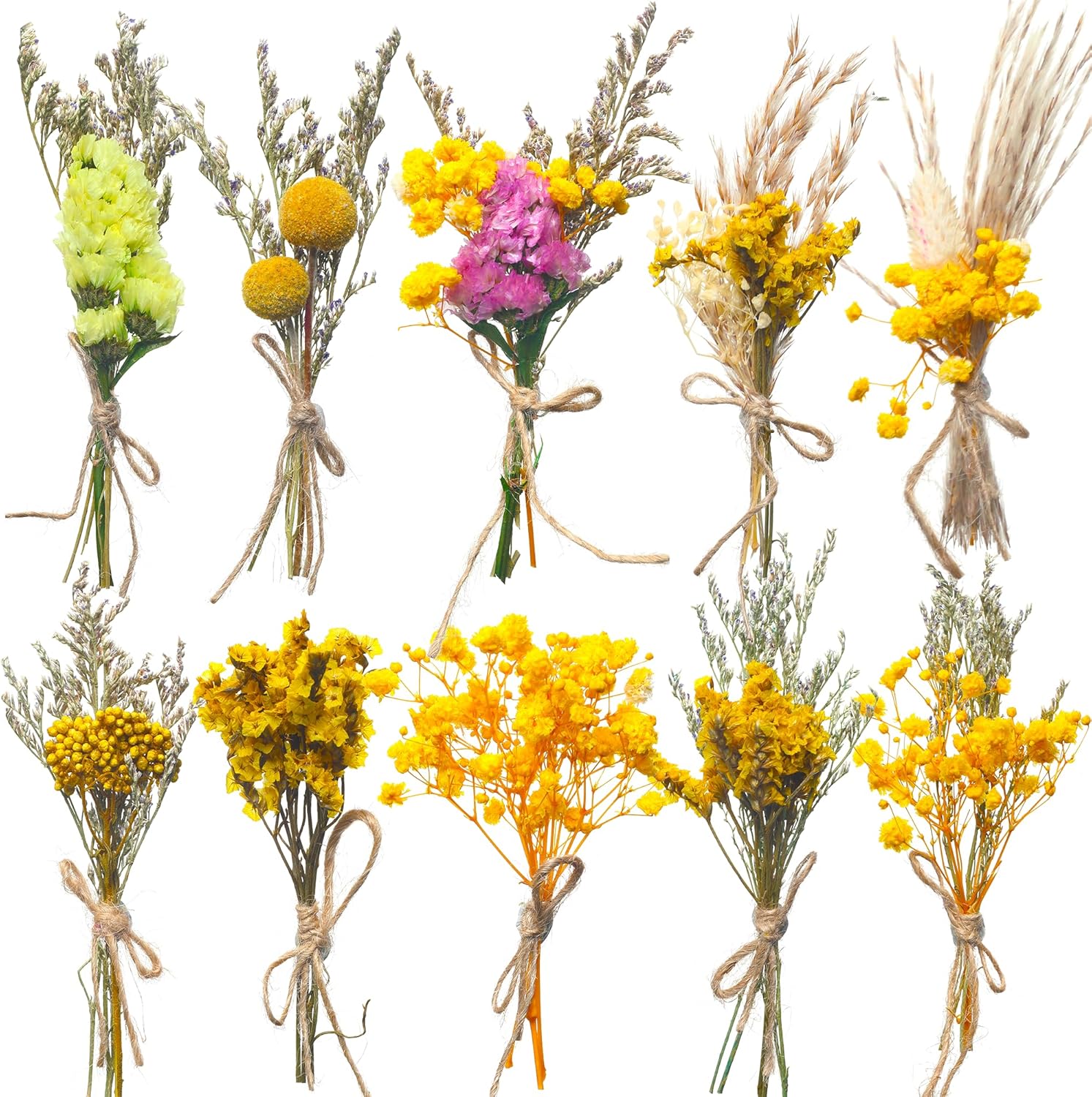 Amazon.com: 10 Pack Fall Mini Dried Flower Bouquet, 5.5'' Thanksgiving ...