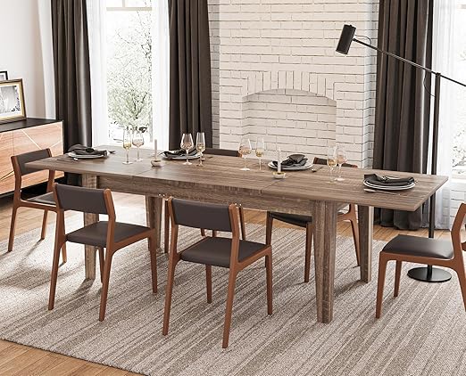 Amazon.com - Maotifeys Rustic Wood Extendable Dining Room Table 71"-106 ...