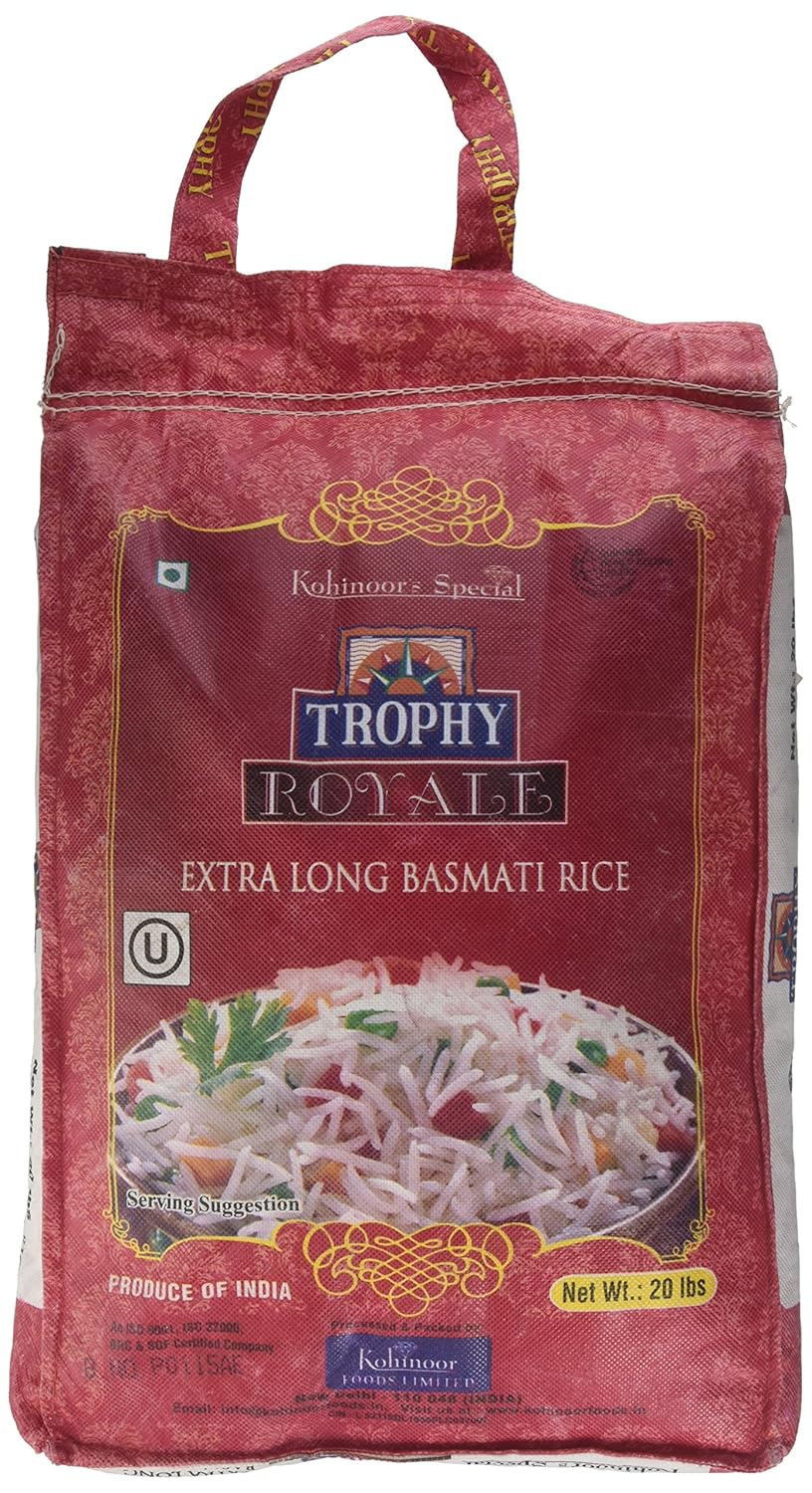 Amazon.com : Kohinoor, Trophy Basmati Rice - Extra Long, 20 Pound(LB ...