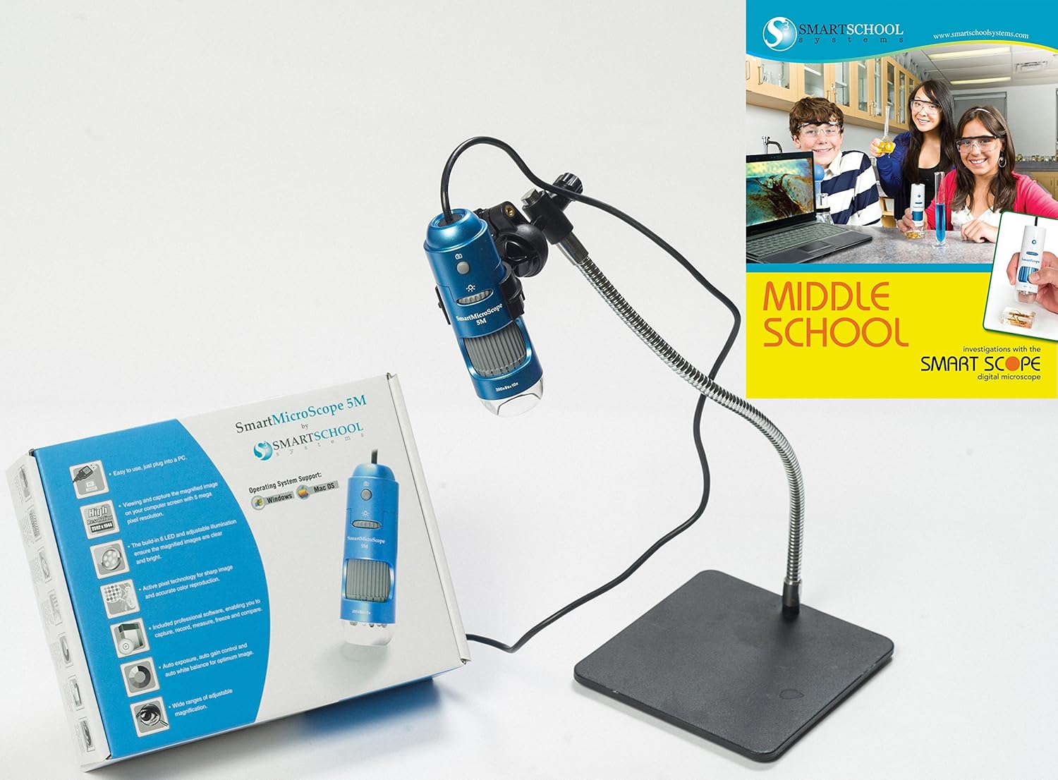 Amazon.com: SmartMicroScope 5M with Gooseneck Stand and Middle School ...
