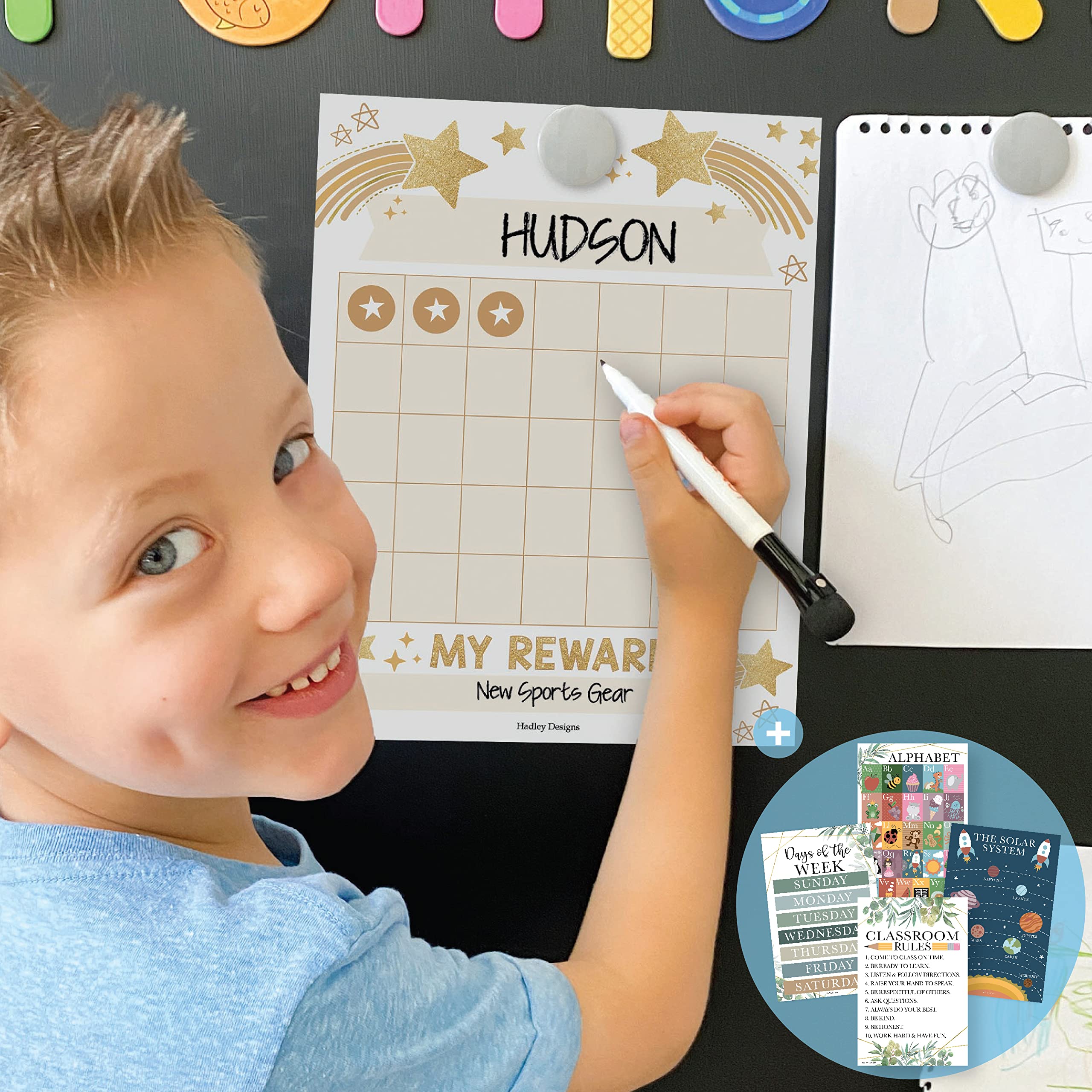 Amazon.com : 25 Gold Stars Reward Sticker Chart For Kids Behavior Chart ...