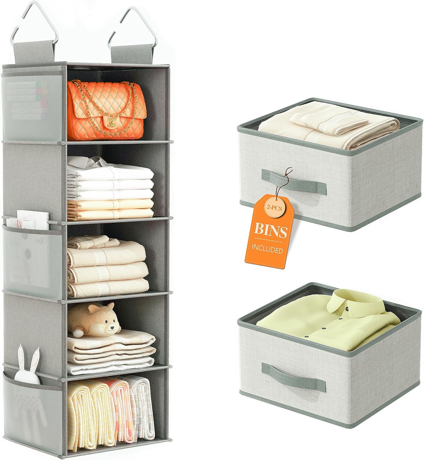 Amazon.com: 5 Tier Hanging Closet Organizer, Collapsible Thicken ...