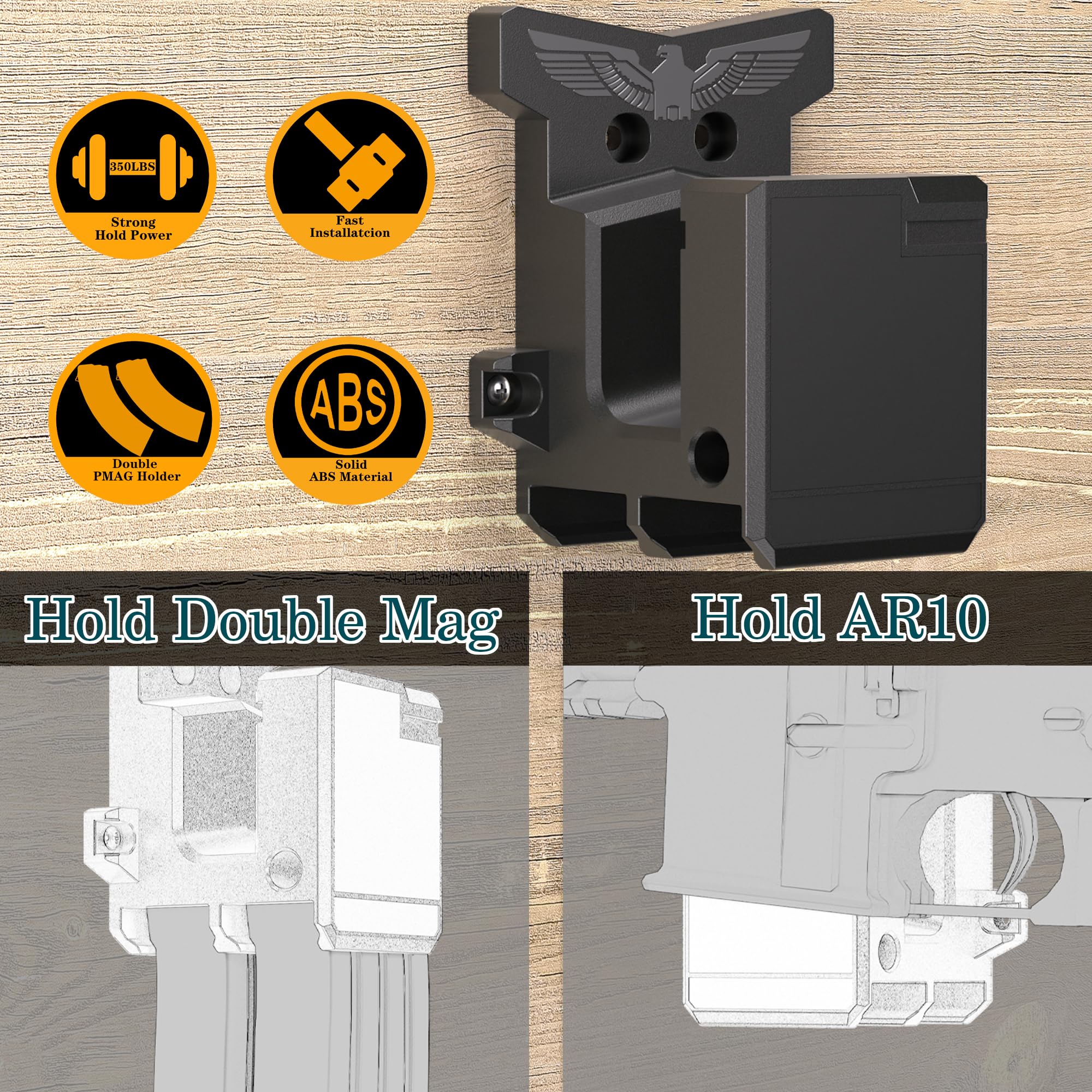 350lb Capacity Gun Storage Chisisi 2-Pack Gun Wall Mount With Magazine ...