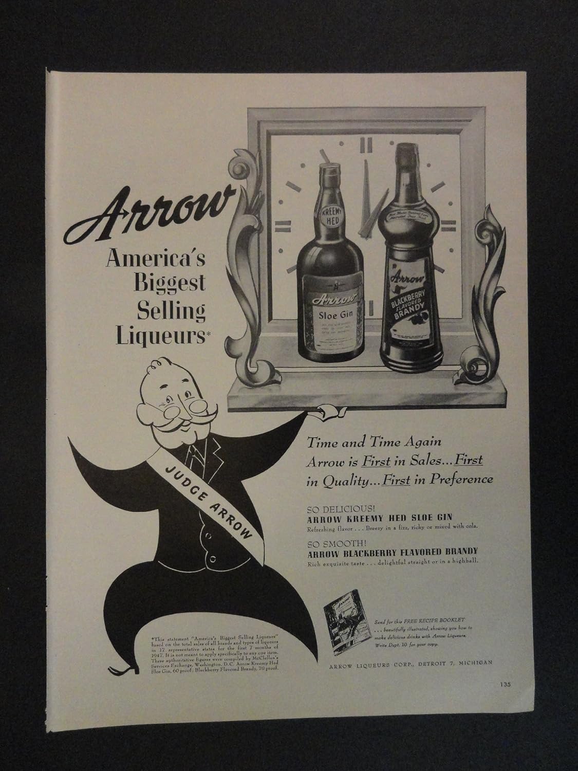 Amazon.com: Arrow Sloe Gin & Brandy. print ad. 10 1/4" x 13 1/2" Full ...
