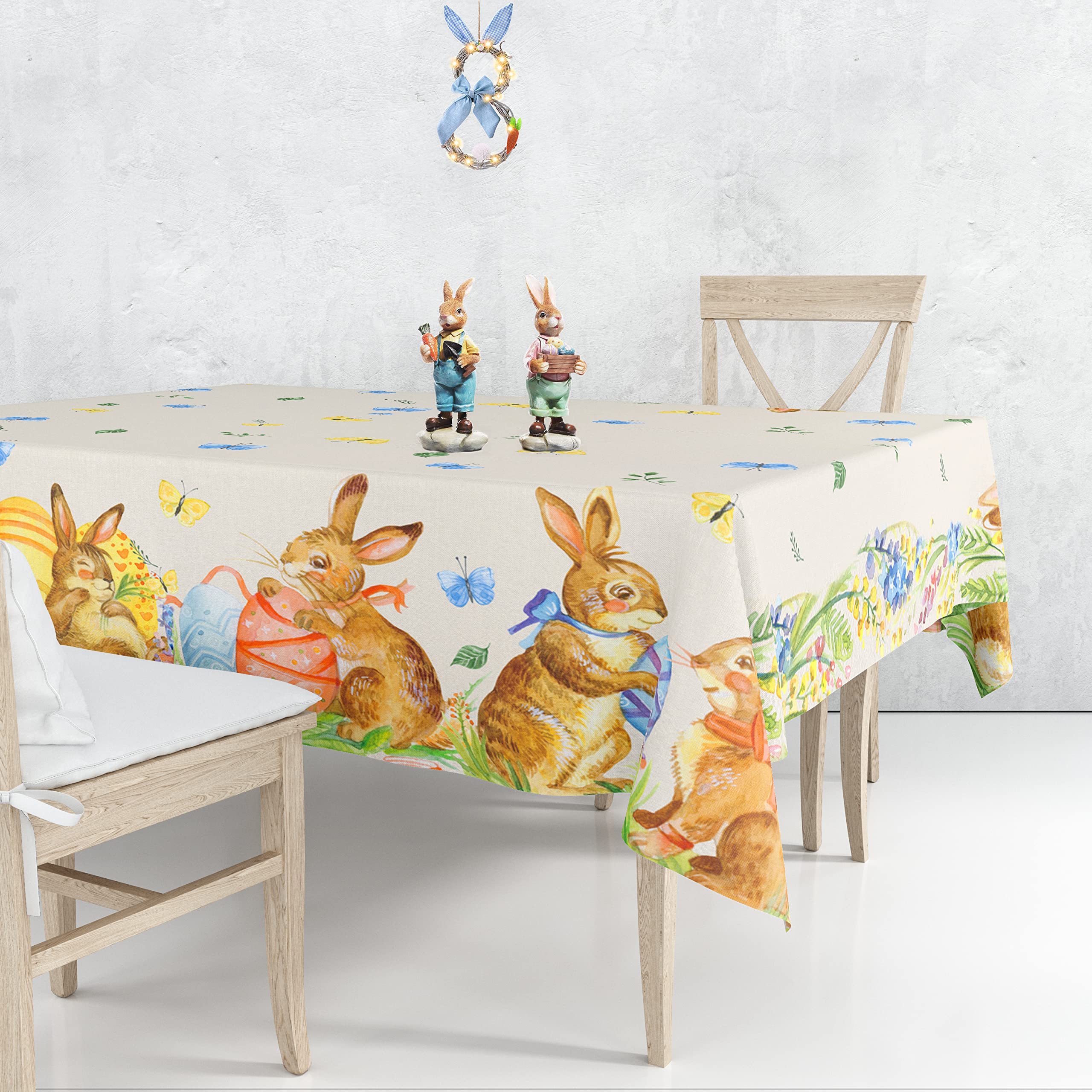 Amazon.com: Easter Bunny Tablecloth 54"x108" Rectangle Vintage Easter ...