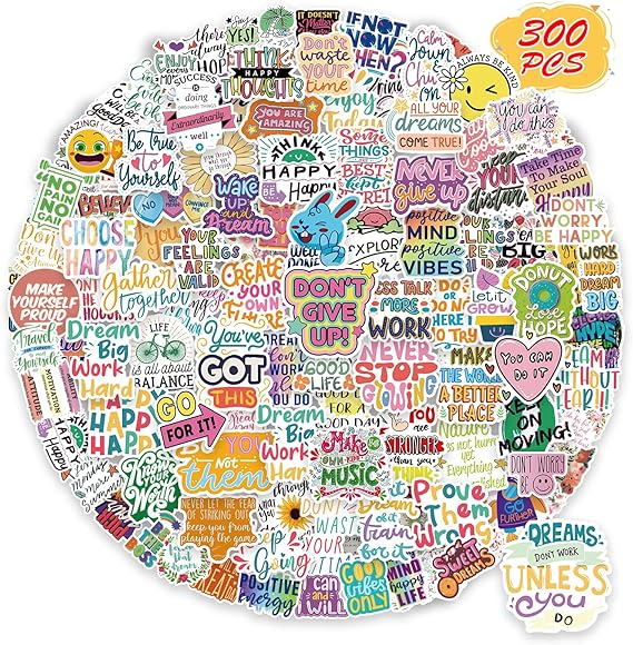 Amazon.com: 300PCS Motivational Sticker, Inspirational Words Stickers ...