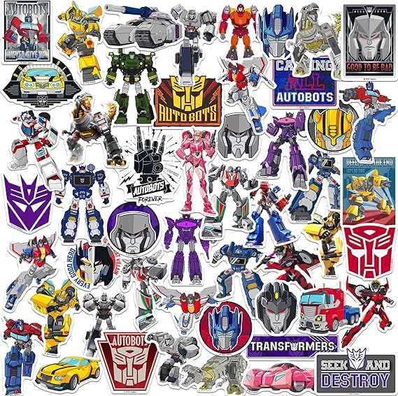 Amazon.com: Transformers 50ct Vinyl Large Deluxe Stickers Variety Pack ...
