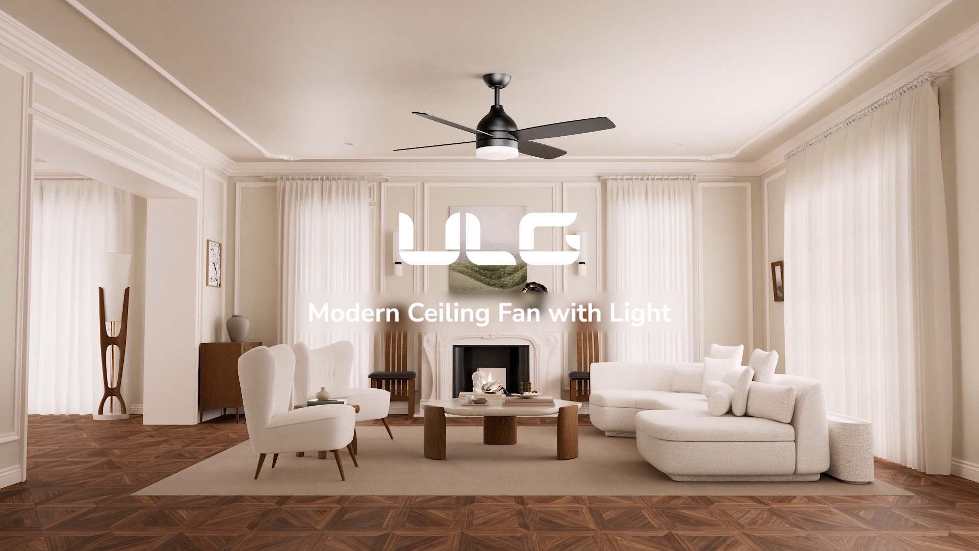Watch ULG Outdoor Black Modern Ceiling Fan with Light and Remote on ...