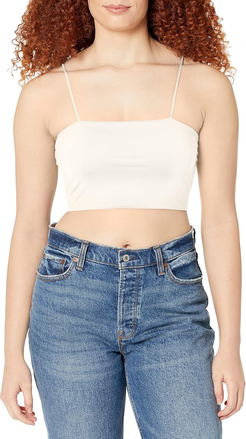 SheIn Women's Basic Plain Spaghetti Strap Tube Crop Cami Top Black X ...