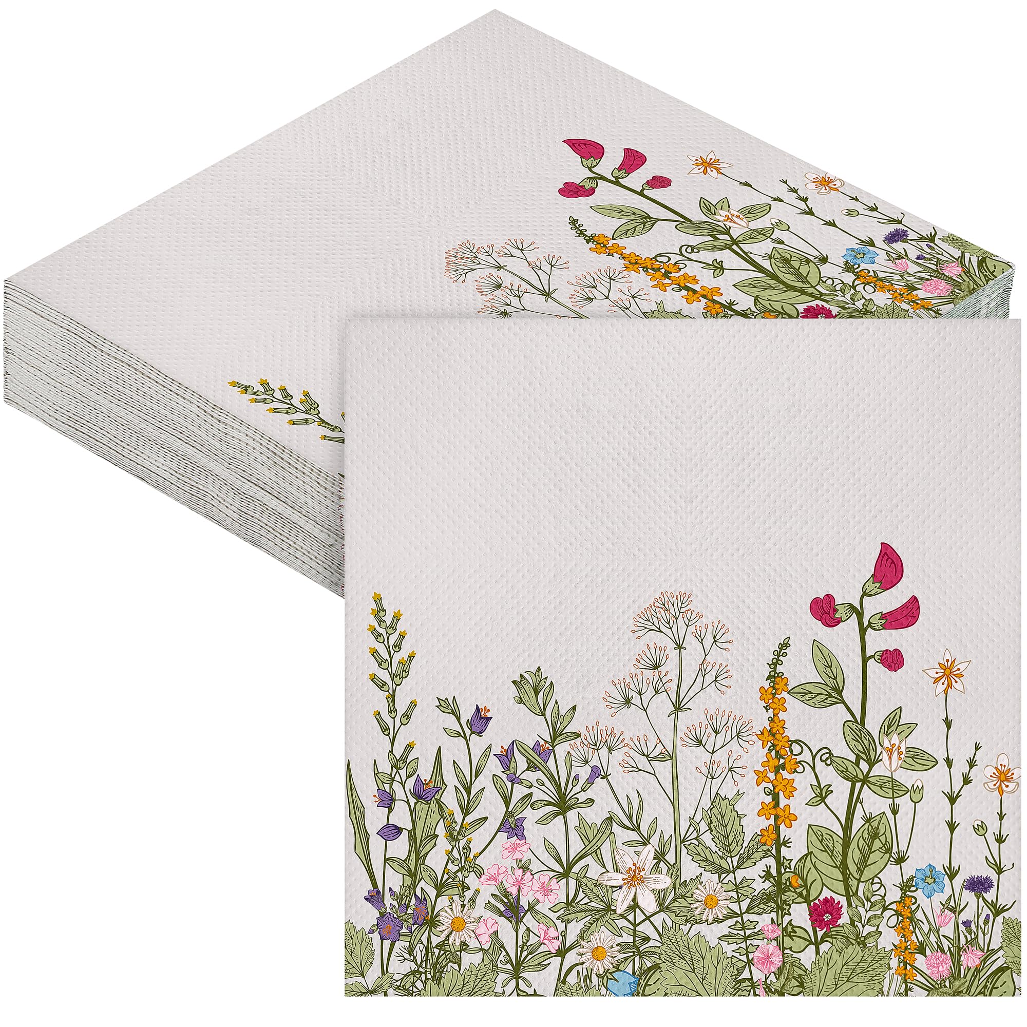 Amazon.com: Aodaer 48 Pieces Disposable Vintage Floral Napkins Herb ...