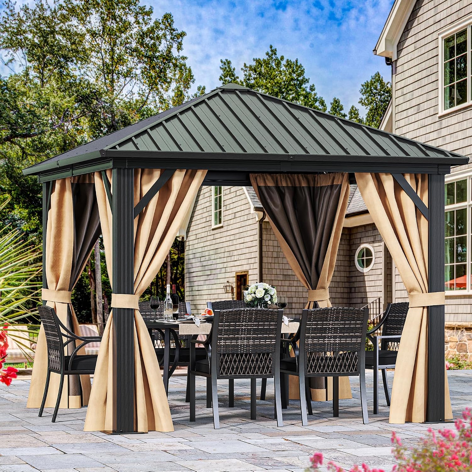 Amazon.com : YITAHOME 10X10FT Metal Hardtop Gazebo Outdoor Patio Single ...