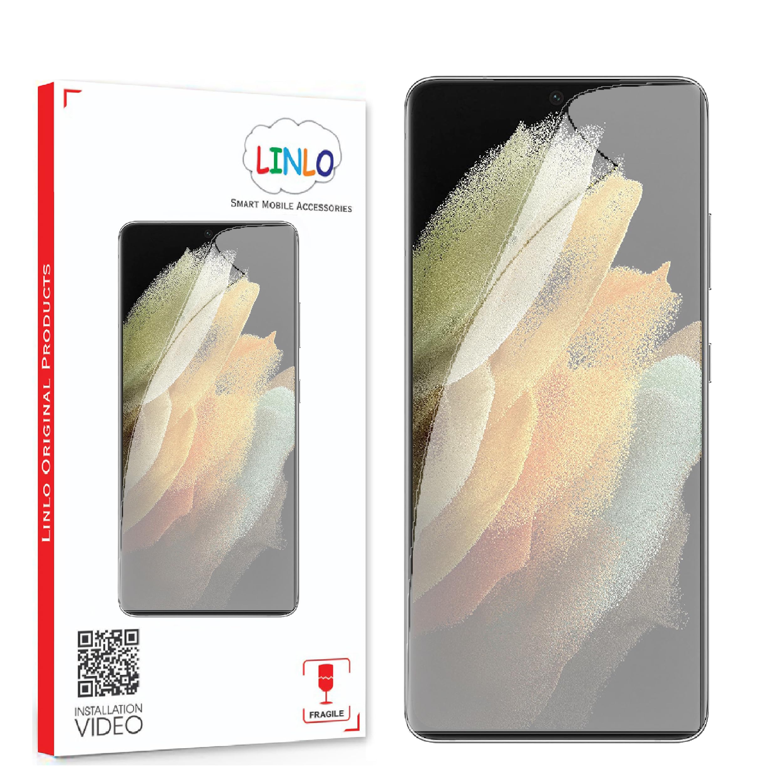 LINLO Screen Guard Compatible for Samsung S21 Ultra with Edge to Edge ...