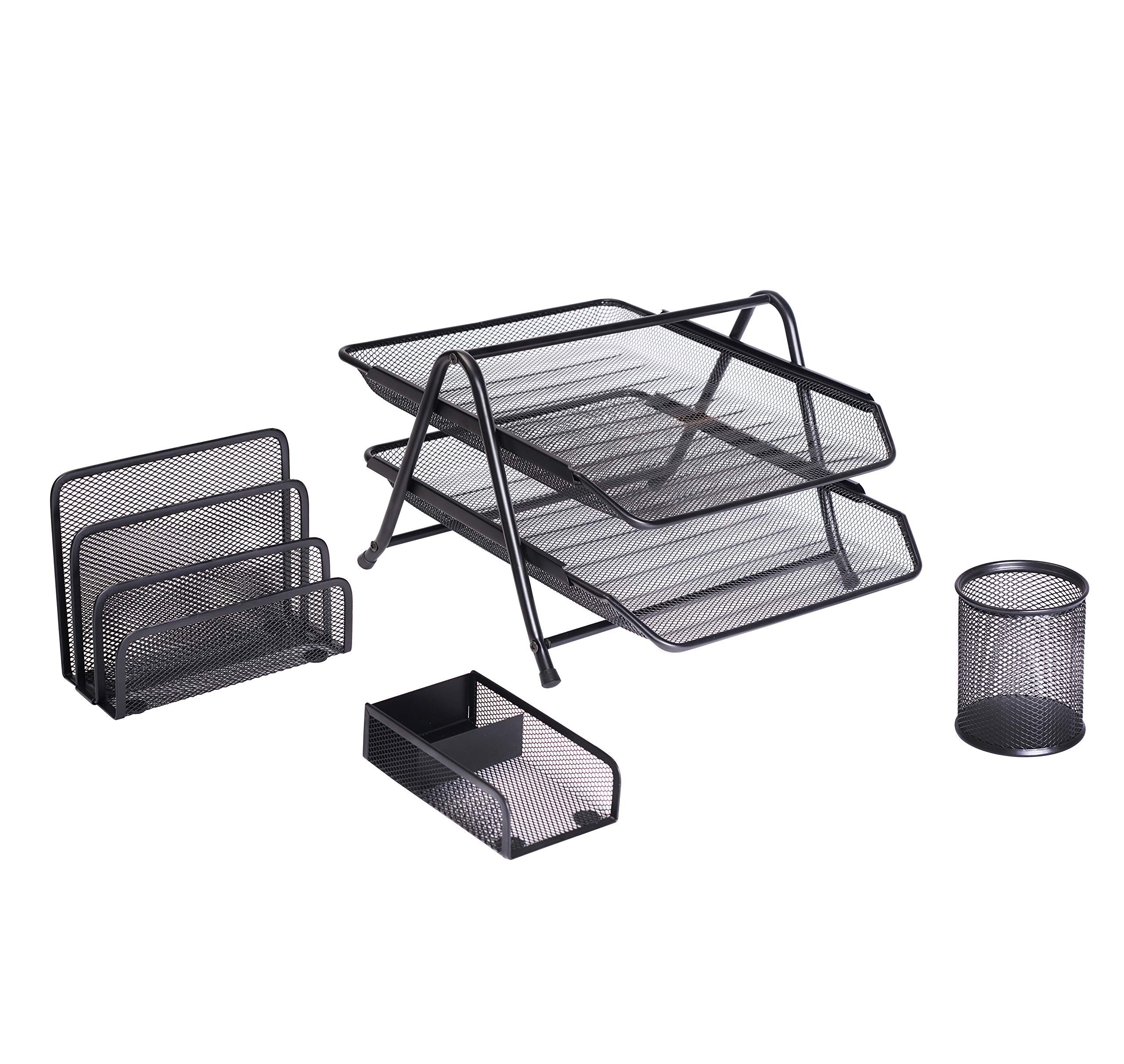 Exerz Office Tray Set Mesh 4pcs - 2 Tier Letter Tray/Filing/Paper Tray ...