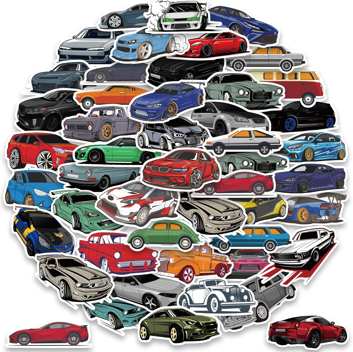 50 PCS Mixed Cars Stickers for Laptop Vinyl Stickers Set Decals for ...