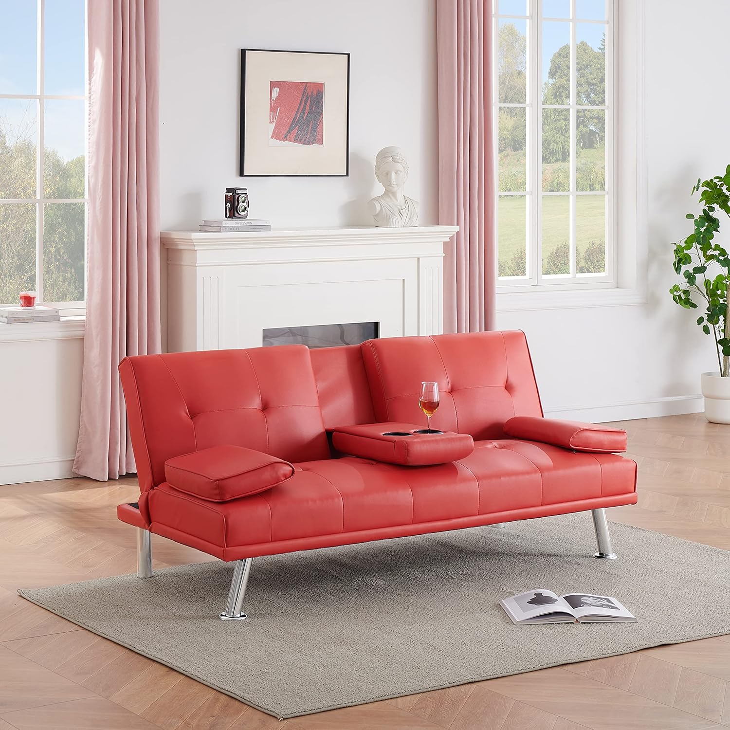 Amazon.com: ManyStars HFG1 67" Multifunctional Sofa 2 Cup Holders ...