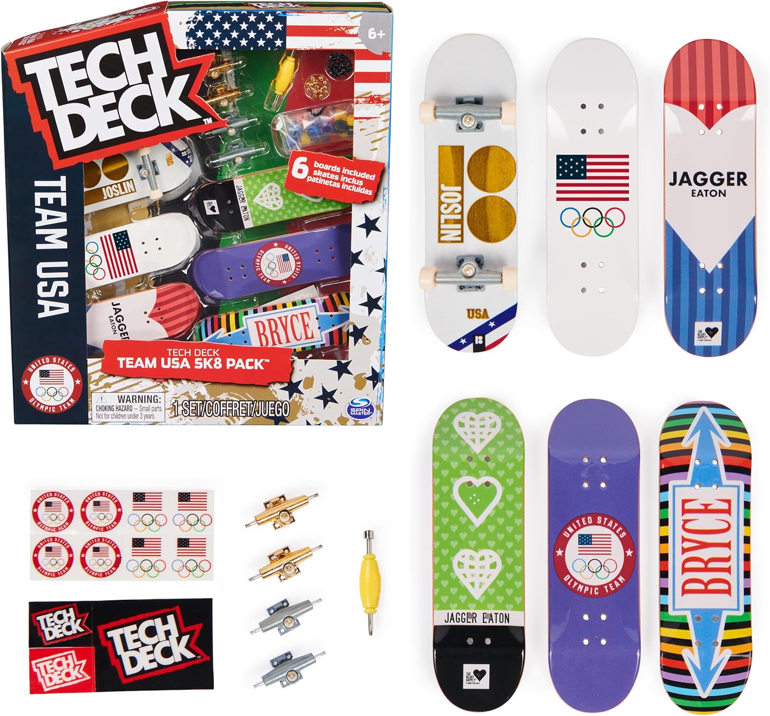 TECH DECK, Team USA Sk8 6-Pack, Collectible and Customizable Mini ...