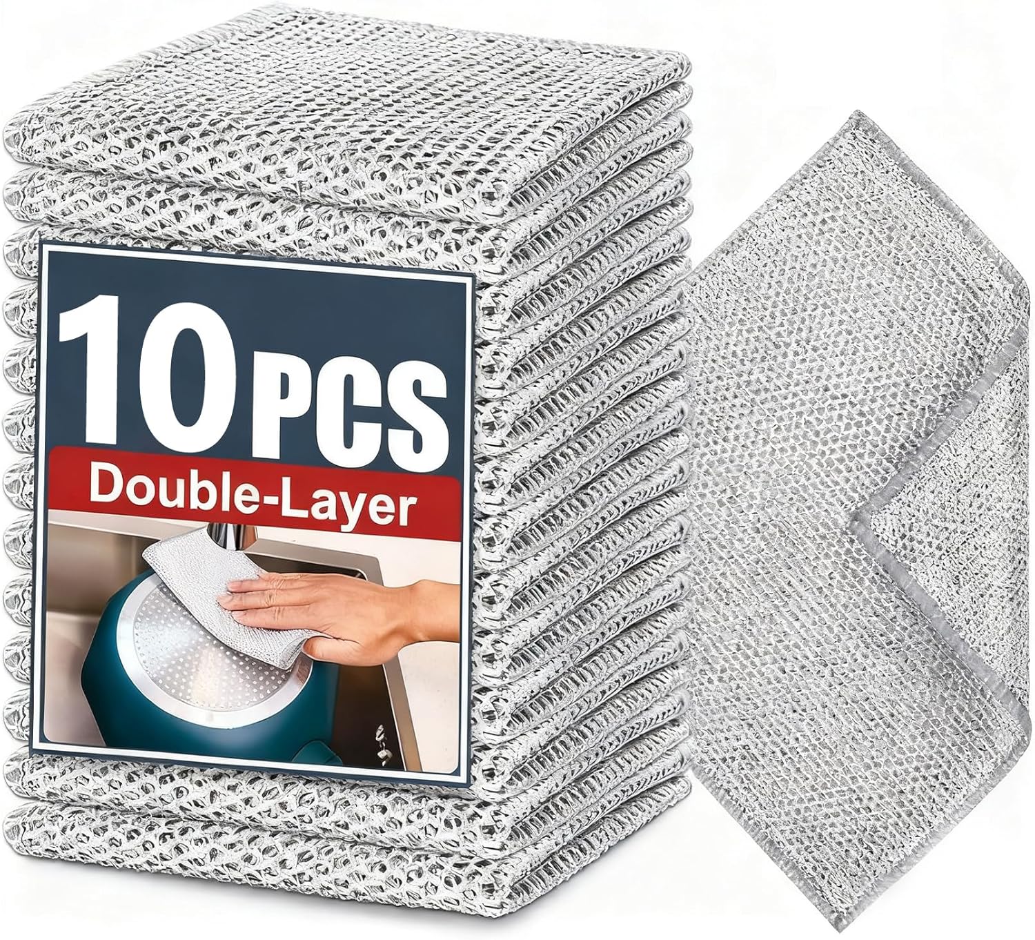 Amazon.com: PRINKROOMY Double-Layer Steel Wire Cleaning Cloth - Non ...